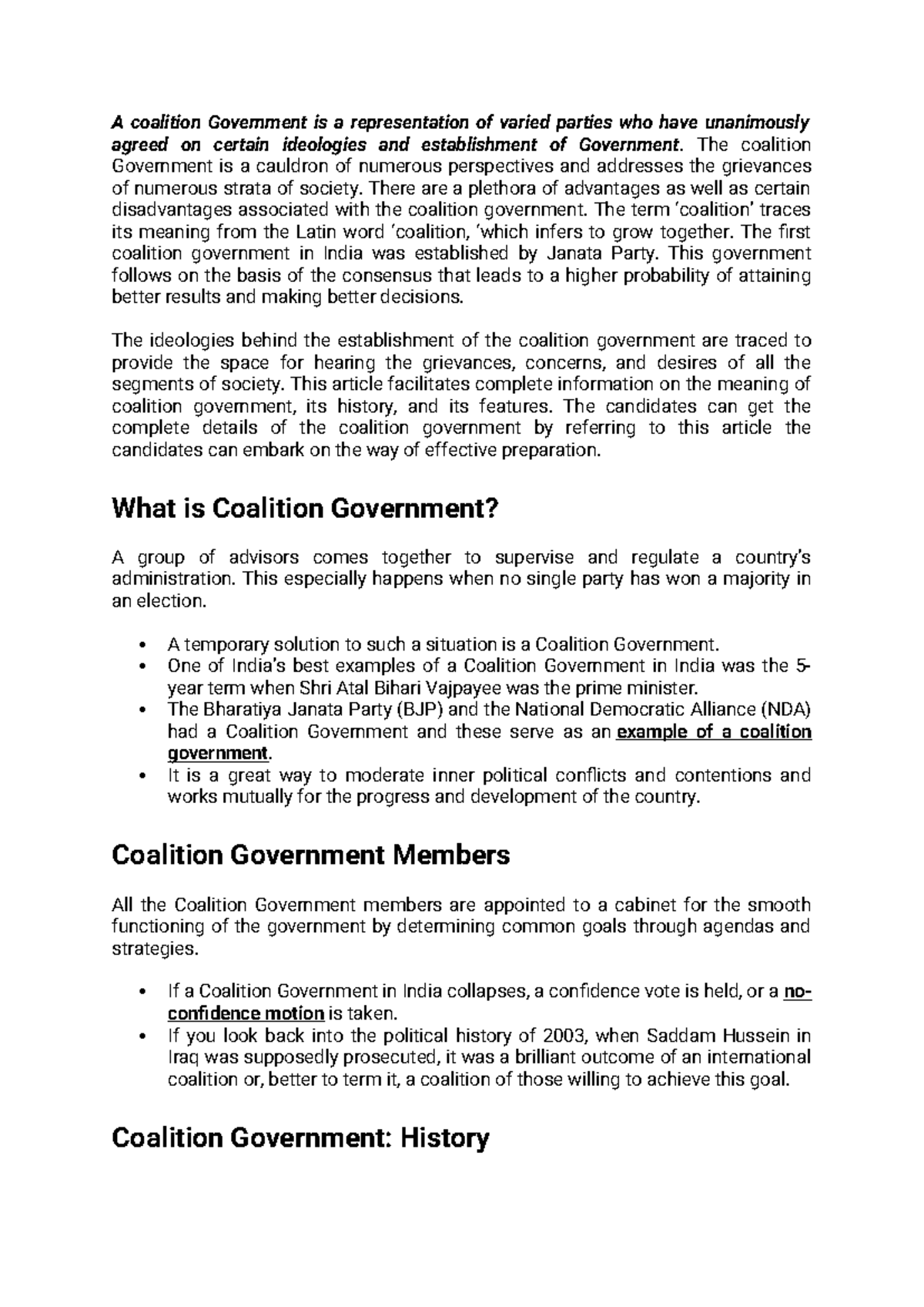 Coalition Government Overview: Features, History & Impact on India ...
