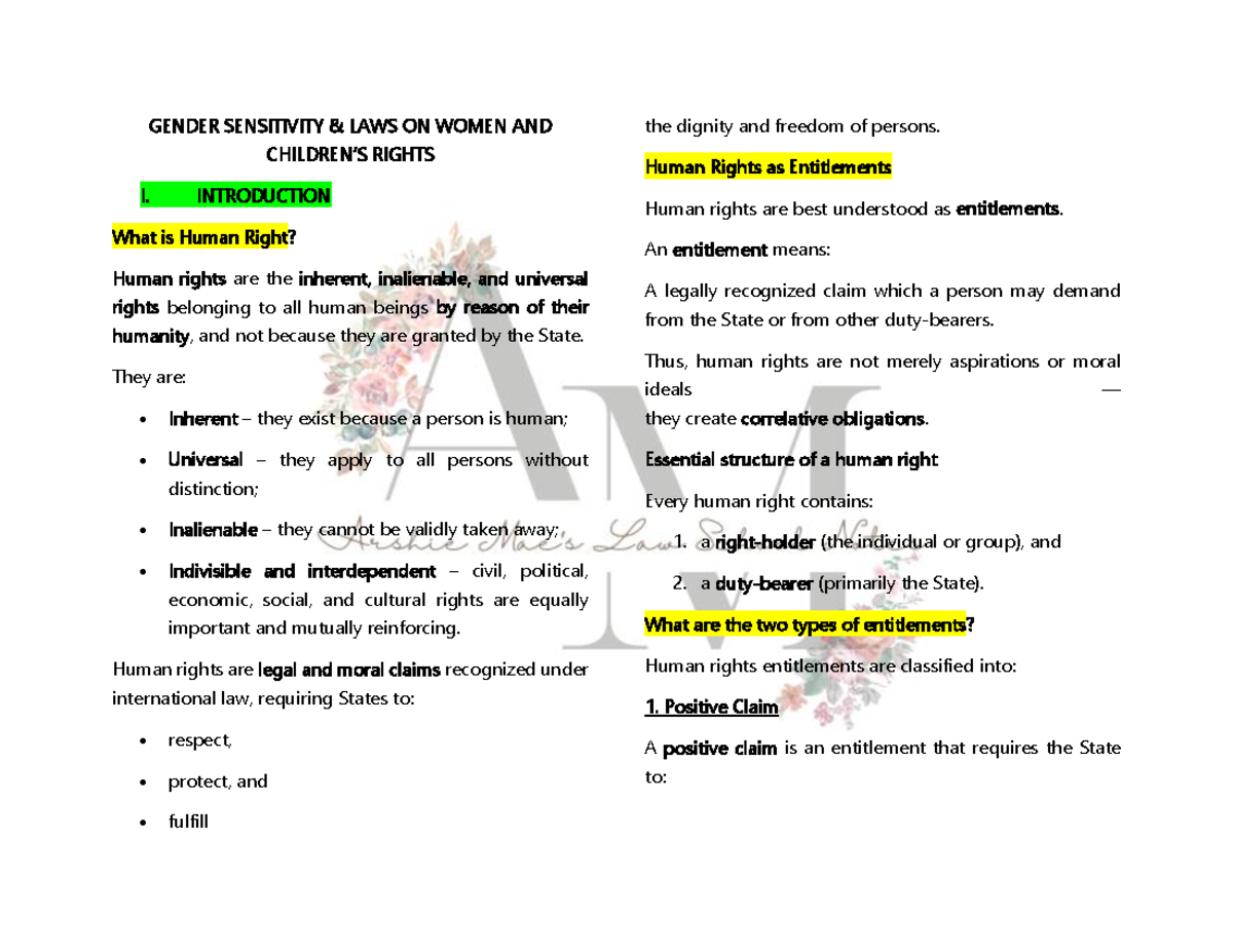 GENDER SENSITIVITY LAWS AND WOMEN'S RIGHTS: A COMPREHENSIVE STUDY ...