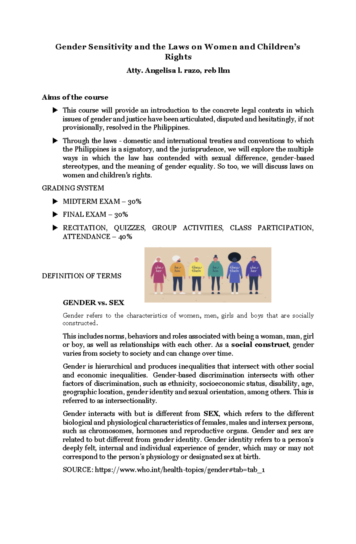 Laws on Women and Children's Rights: Gender Sensitivity Overview - Studocu