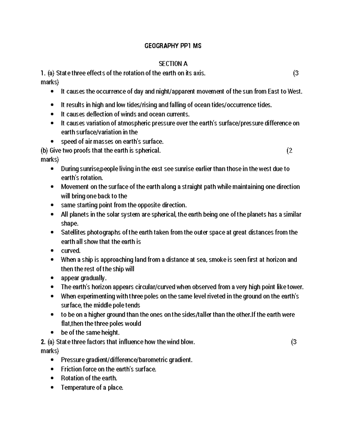 Geography PP1 MS - Education - GEOGRAPHY PP1 MS SECTION A (a) State ...