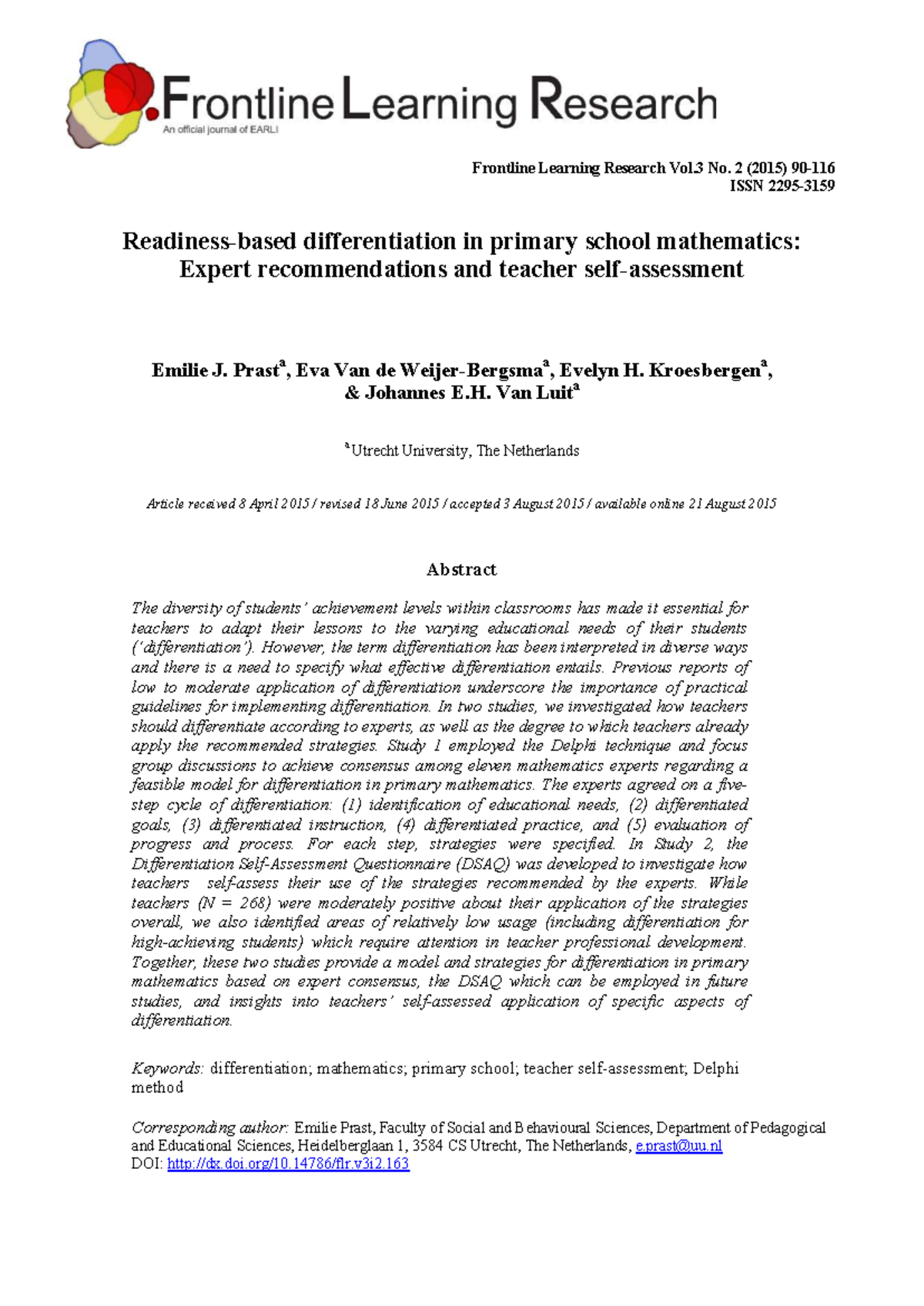 Differentiation Strategies in Primary Math: Expert Insights (F L R 2015 ...