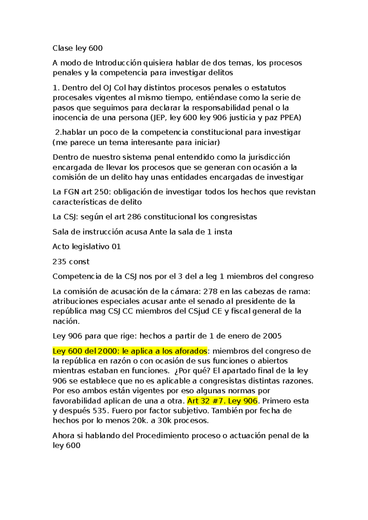 Clase ley 600 - apuntes sobre ley 600 - Clase ley 600 A modo de ...