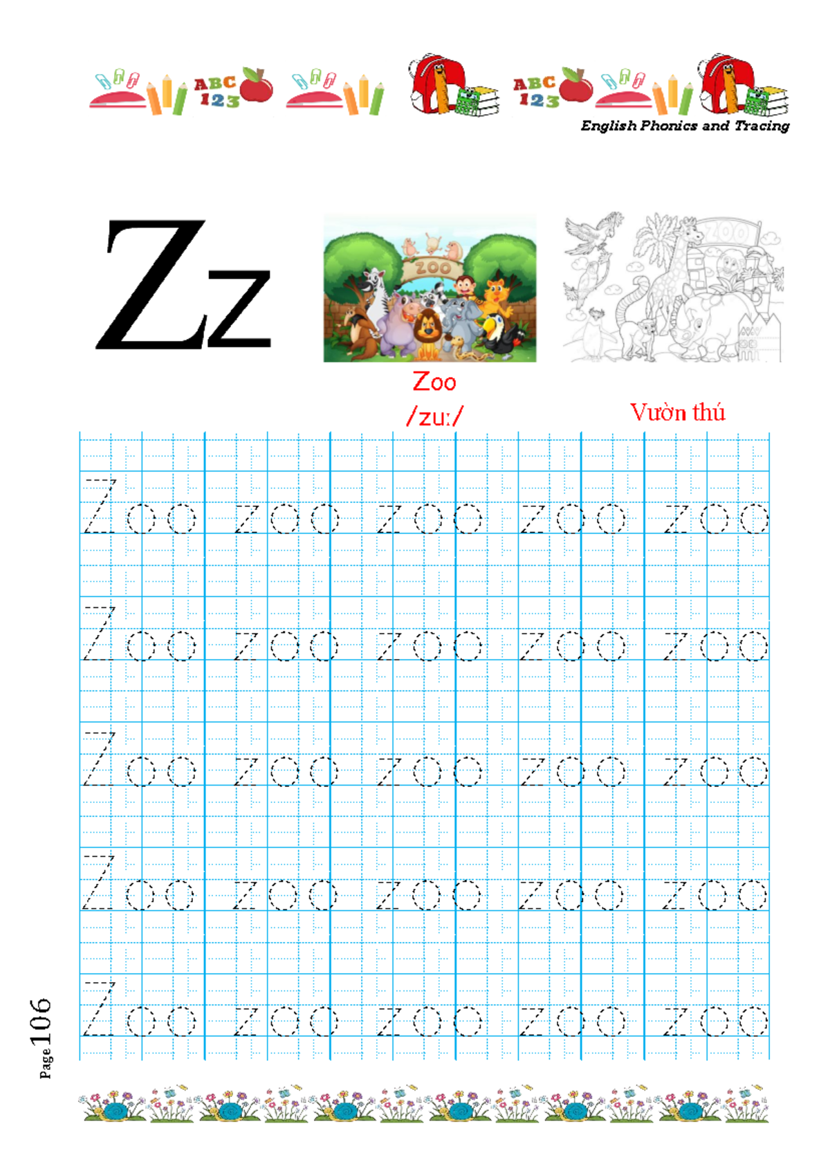 ENG 101: Phonics Tracing - Zoo Vocabulary Practice - Studocu
