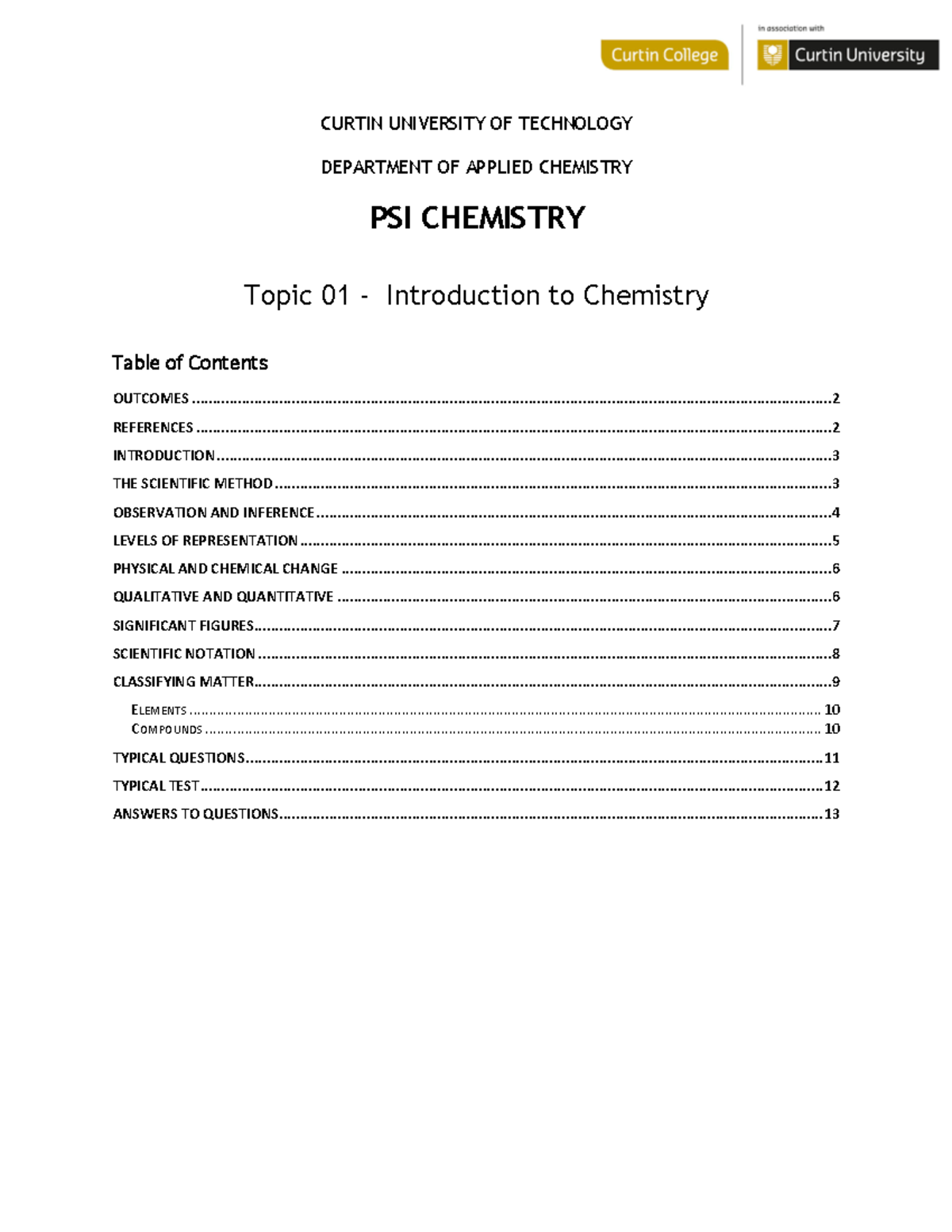 Week 1 - Introduction to Chemistry Readings & Solutions (CCCU) - Studocu