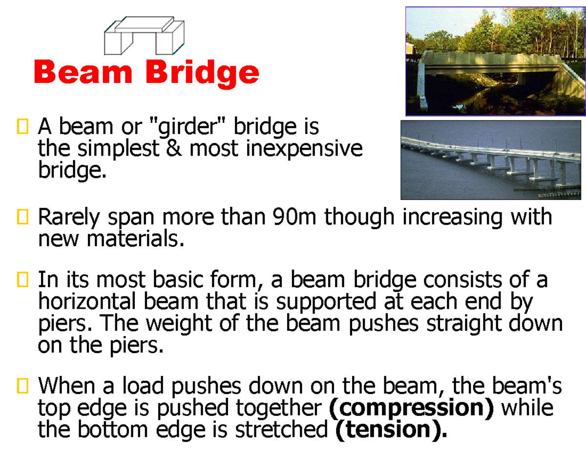 Beam Bridges: Basic Concepts and the Lake Pontchartrain Causeway - Studocu