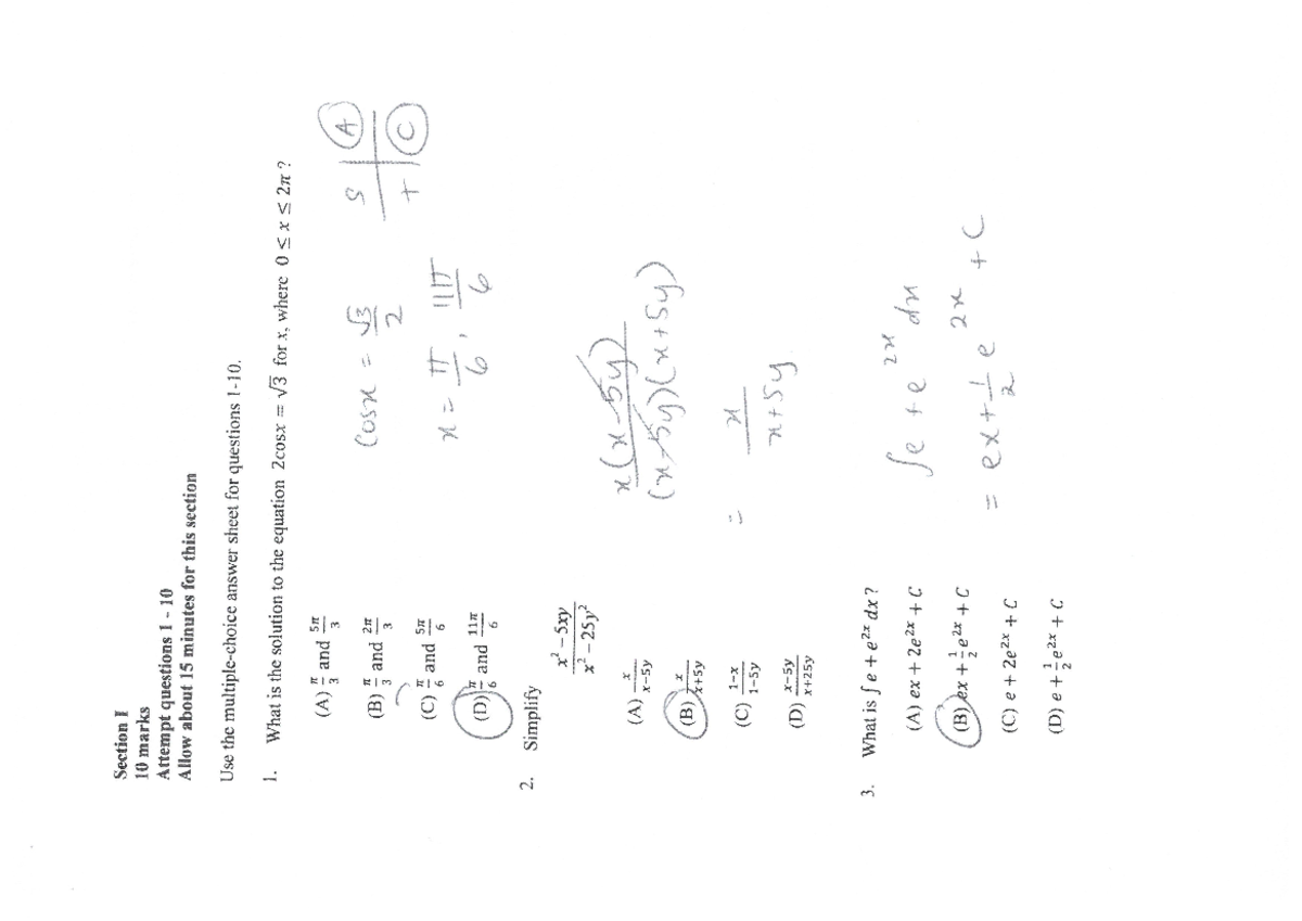 Half Yearly Solutions for Math Exam: Questions & Answers - Studocu