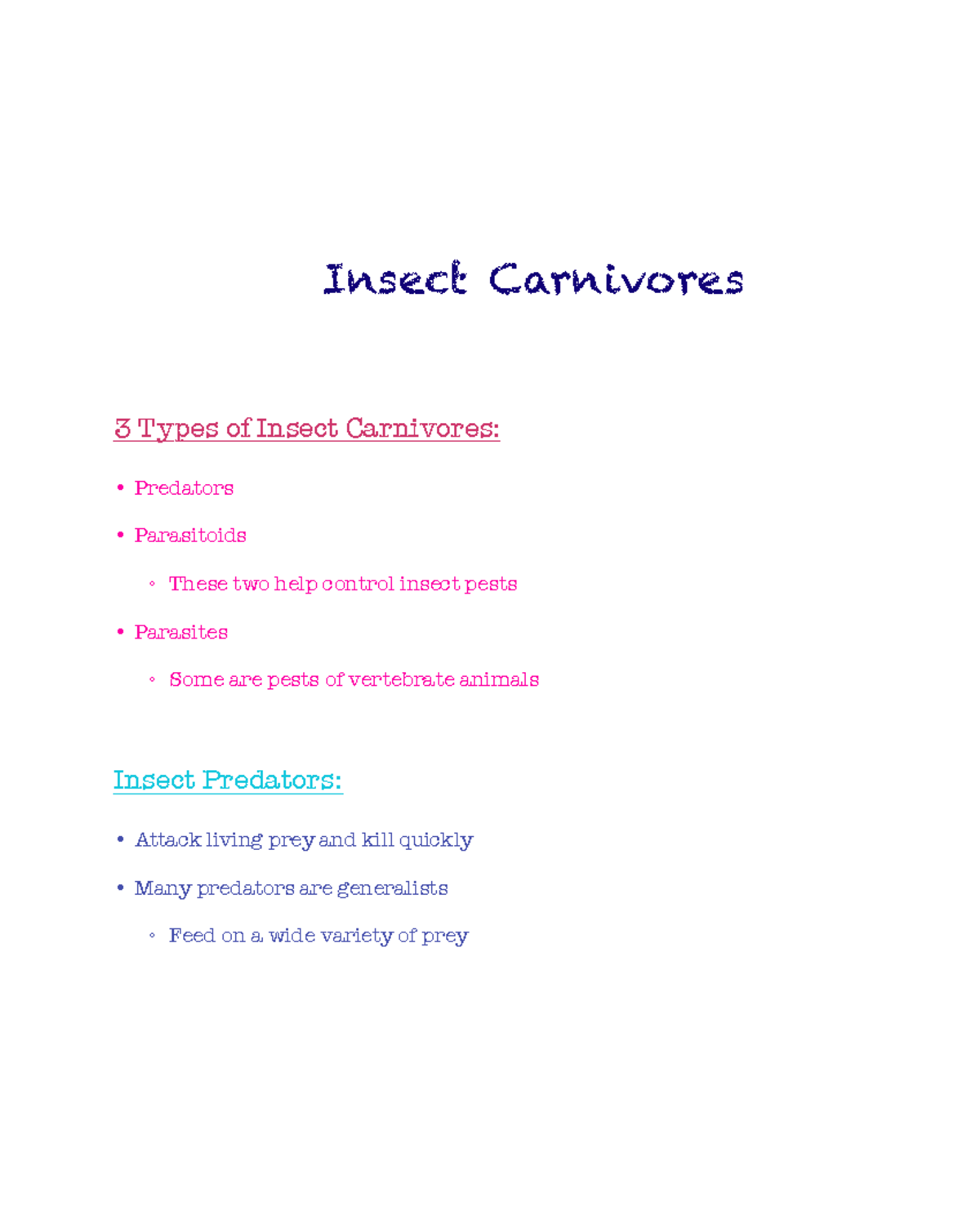 Insect Carnivores: Overview of Predators & Parasitoids - Studocu