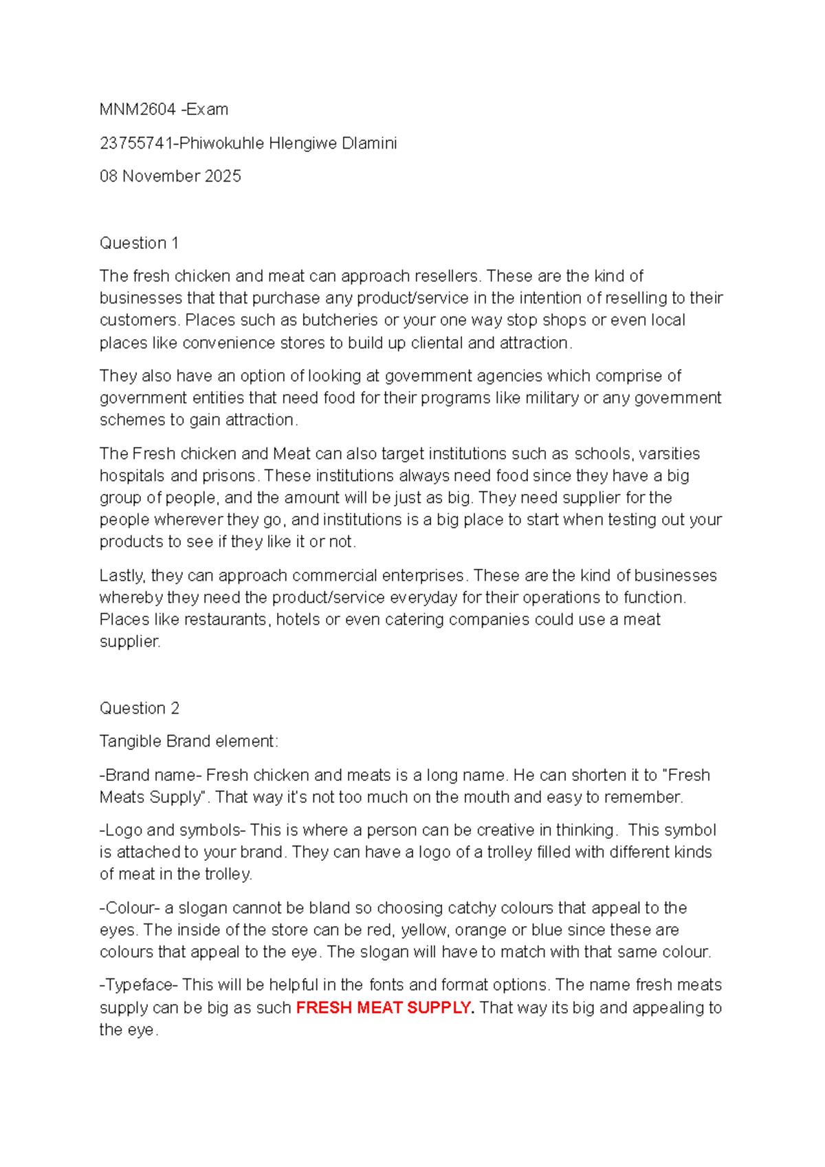 MNM2604 Fresh Chicken & Meat Marketing Strategies and Branding Insights ...