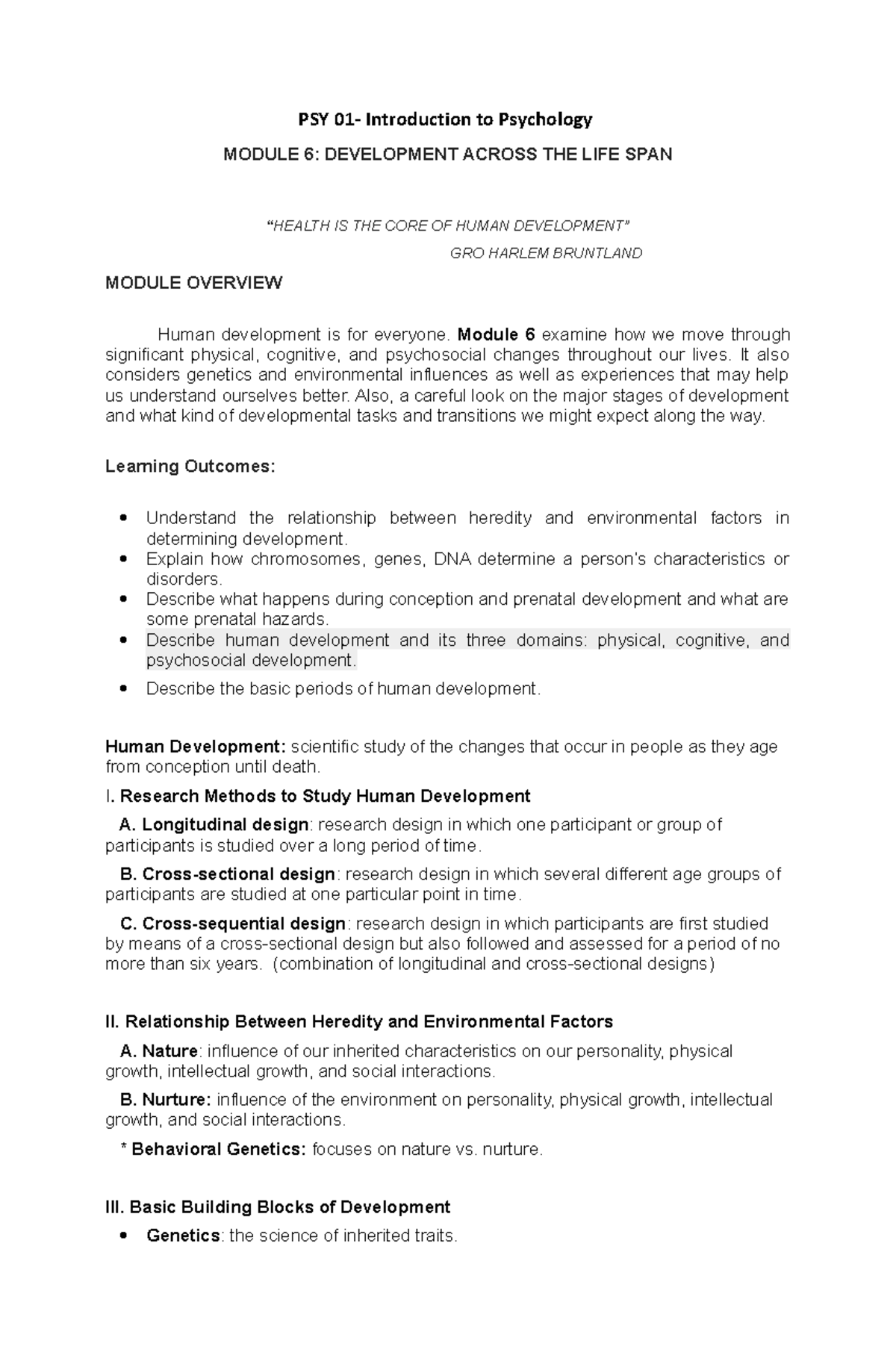 PSY 01 Module 6: Development Across the Lifespan Insights and Trends ...
