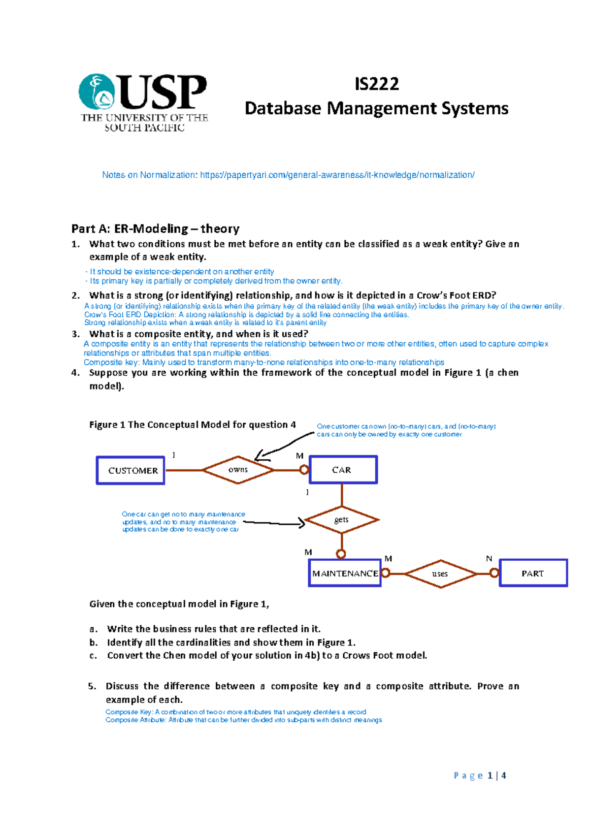 IS222 Lab 6: Notes on Normalization and ERD Concepts - Studocu