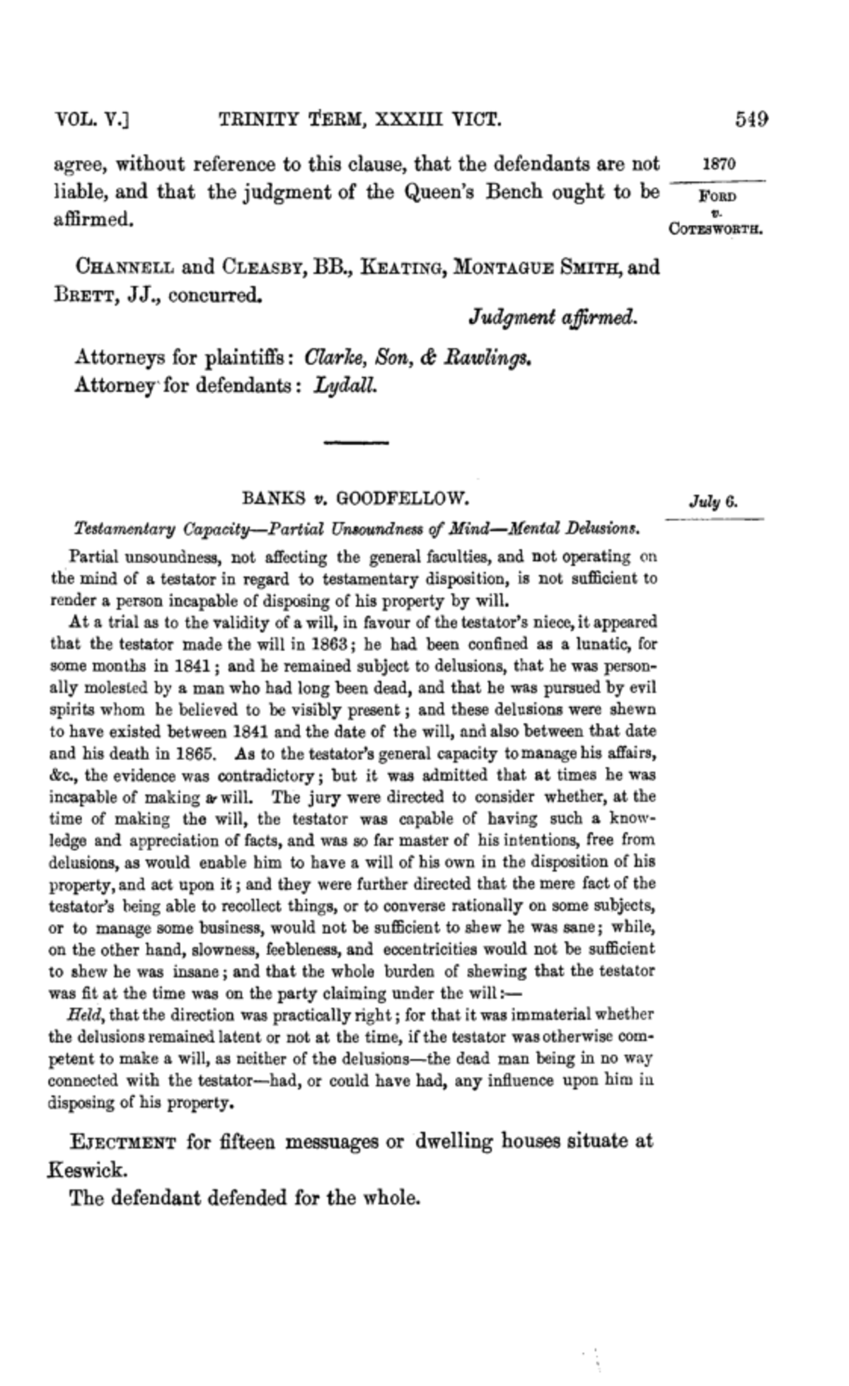 Banks v. Goodfellow: Understanding Testamentary Capacity Principles ...