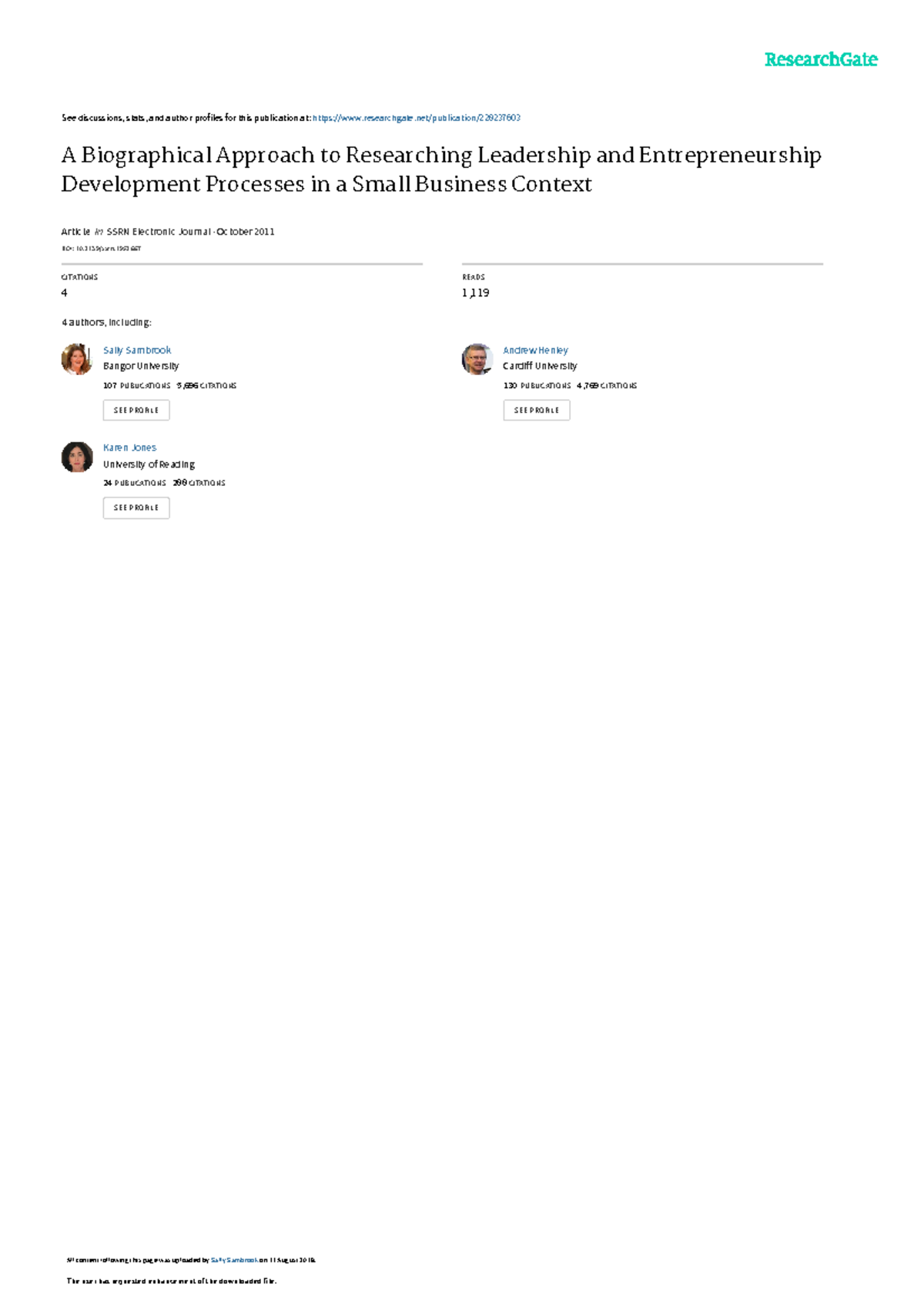 A Biographical Approach to Researching Leadership - CITATIONS 4 READS 1 ...