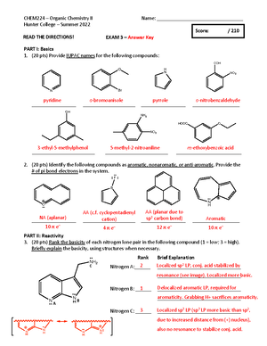 CHEM224 – Summer 22 – Exam 2 - Answer Key - CHEM224 – Organic Chemistry II Name: - Studocu