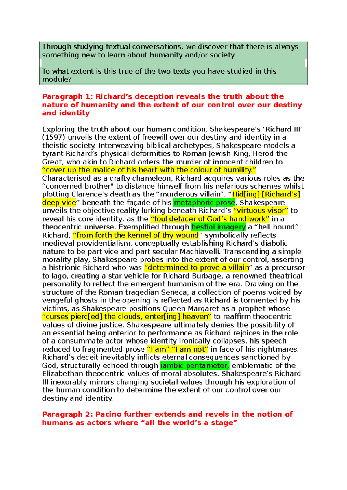 Module A Richard III and Looking for Richard essay - Through studying ...