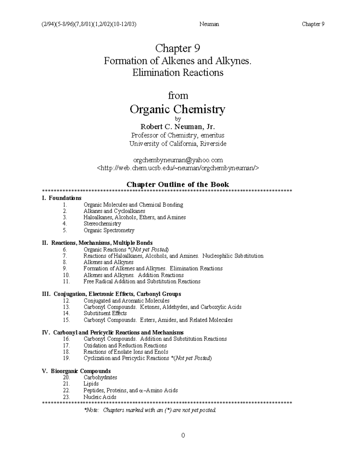 Neuman Chapter 9: Elimination Reactions in Alkene and Alkyne Formation ...