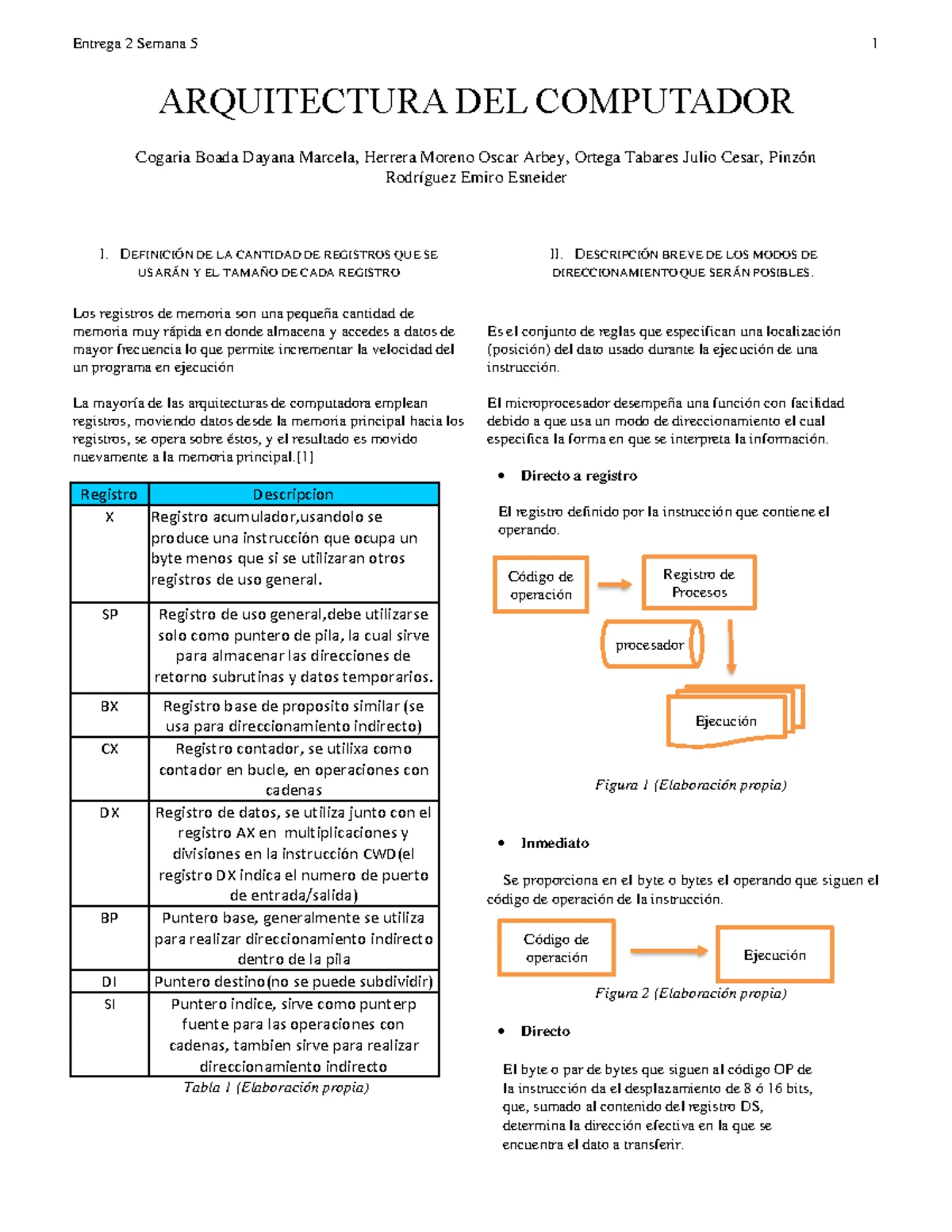 Entrega 1 Arquitectura del computador - Arquitectura de computadores ...