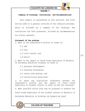 Chapter 3 - Statistical treatment - COLLEGE OF TEACHERS 82 LIPA CHAPTER ...