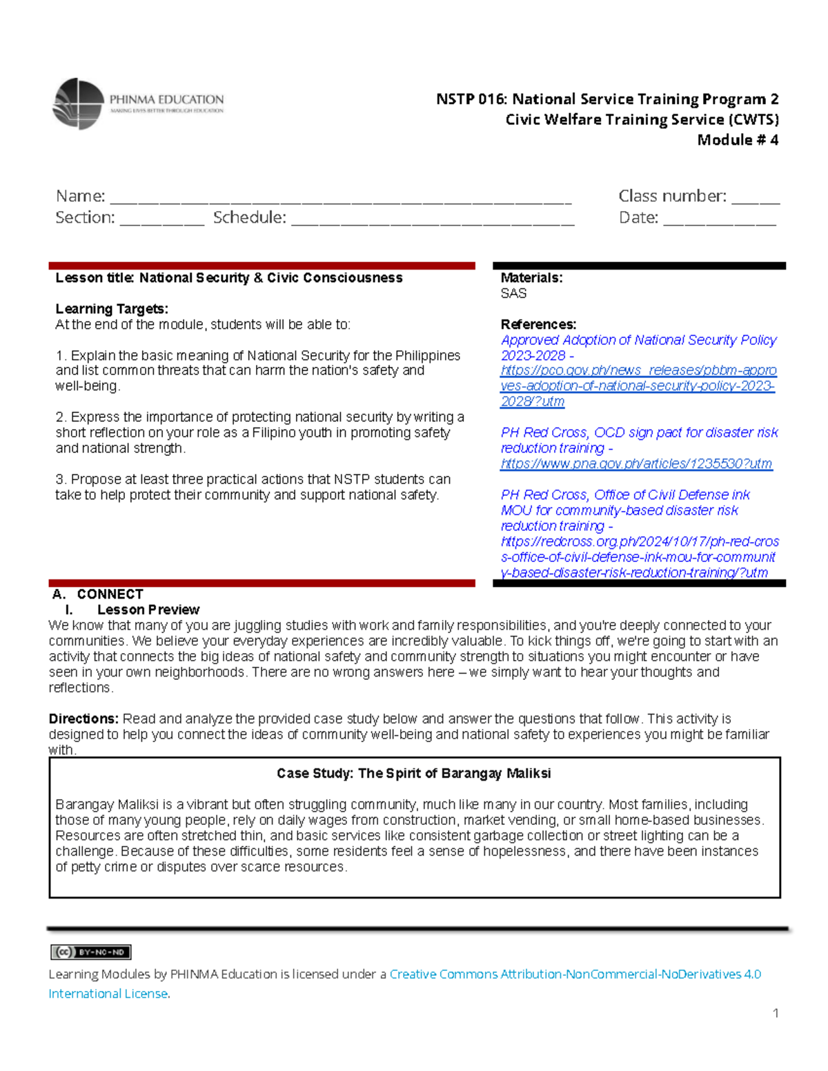NSTP 016: CWTS Module 4 - National Security & Community Safety - Studocu