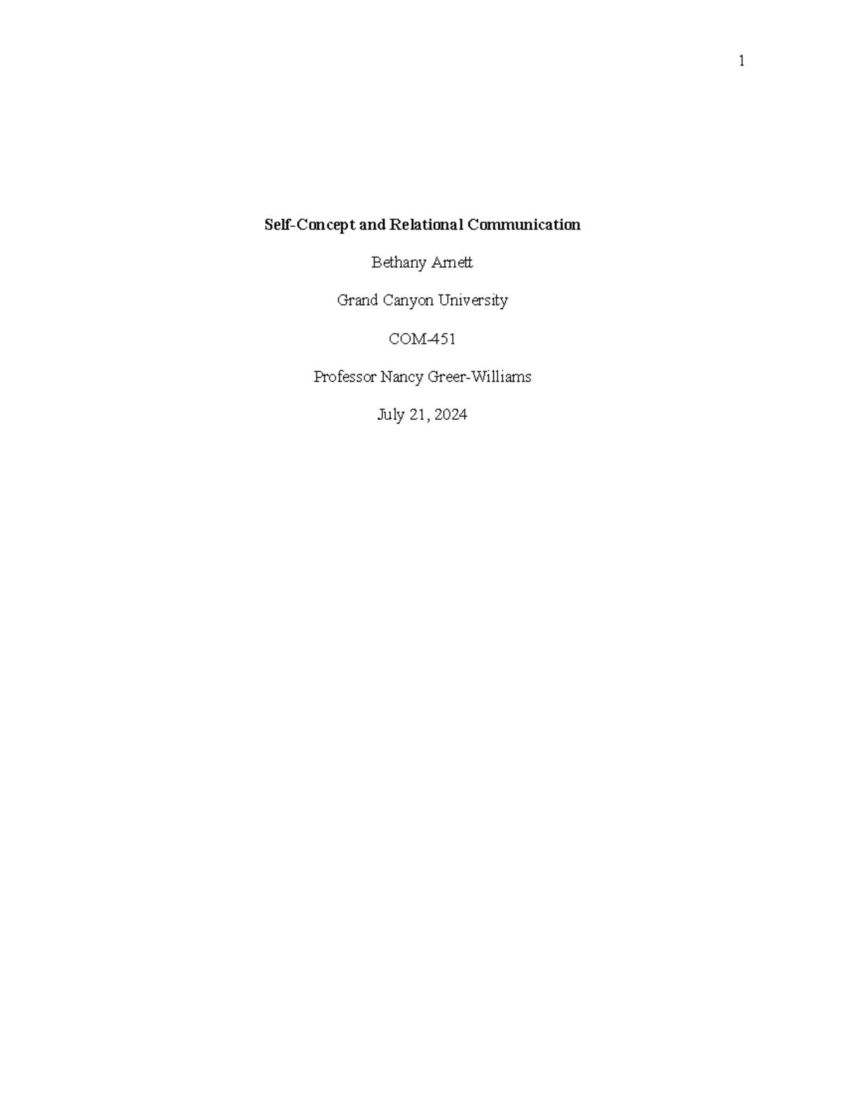 Self concept and relational communication rough draft 4 - Self-Concept ...