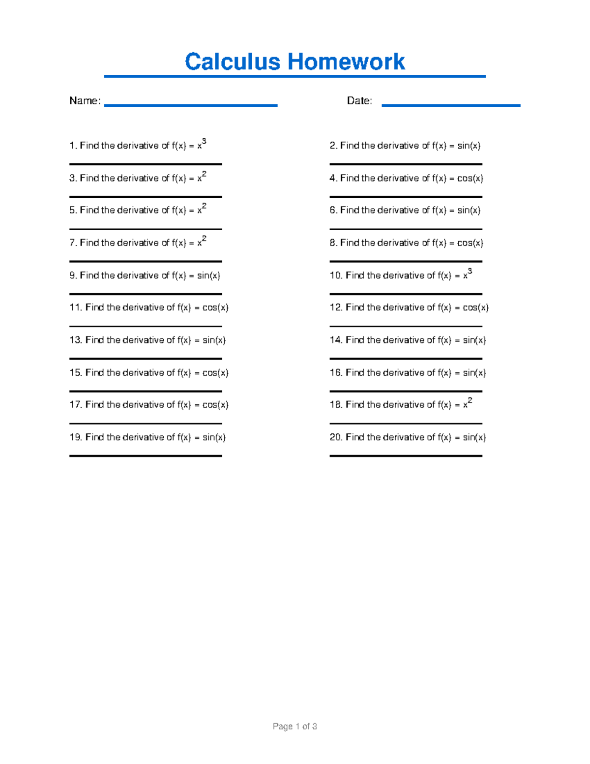 Calculus Homework (MATH 101) - Derivatives & Word Problems - Studocu