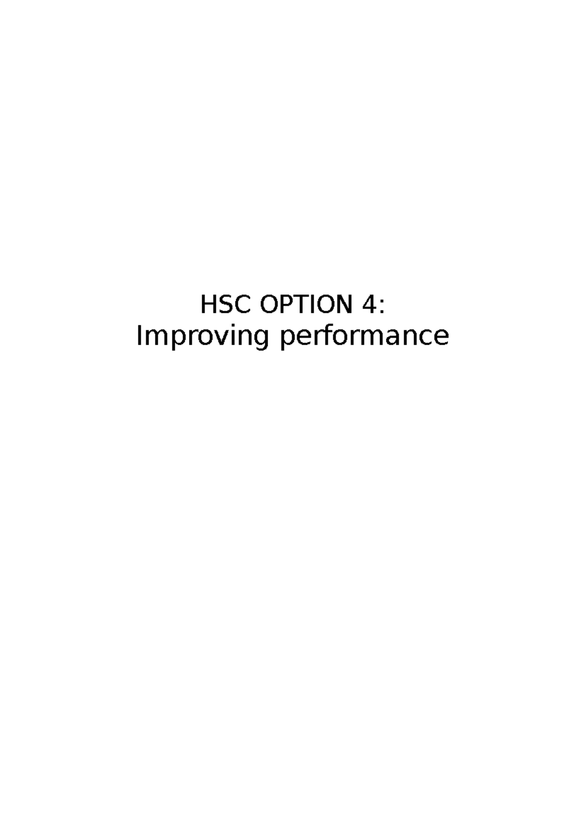 HSC Option 4: Enhancing Athletic Performance Through Training Methods ...