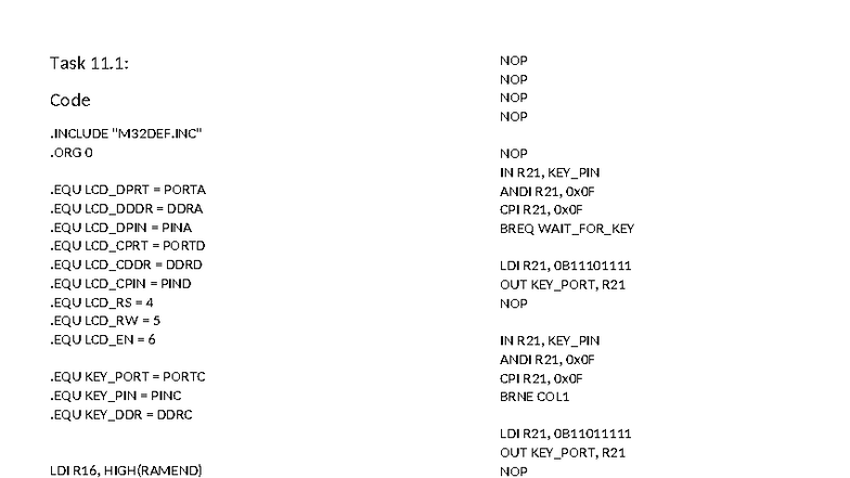 MPILab 11af - Task 11.1: Keypad Control Code Implementation - Studocu