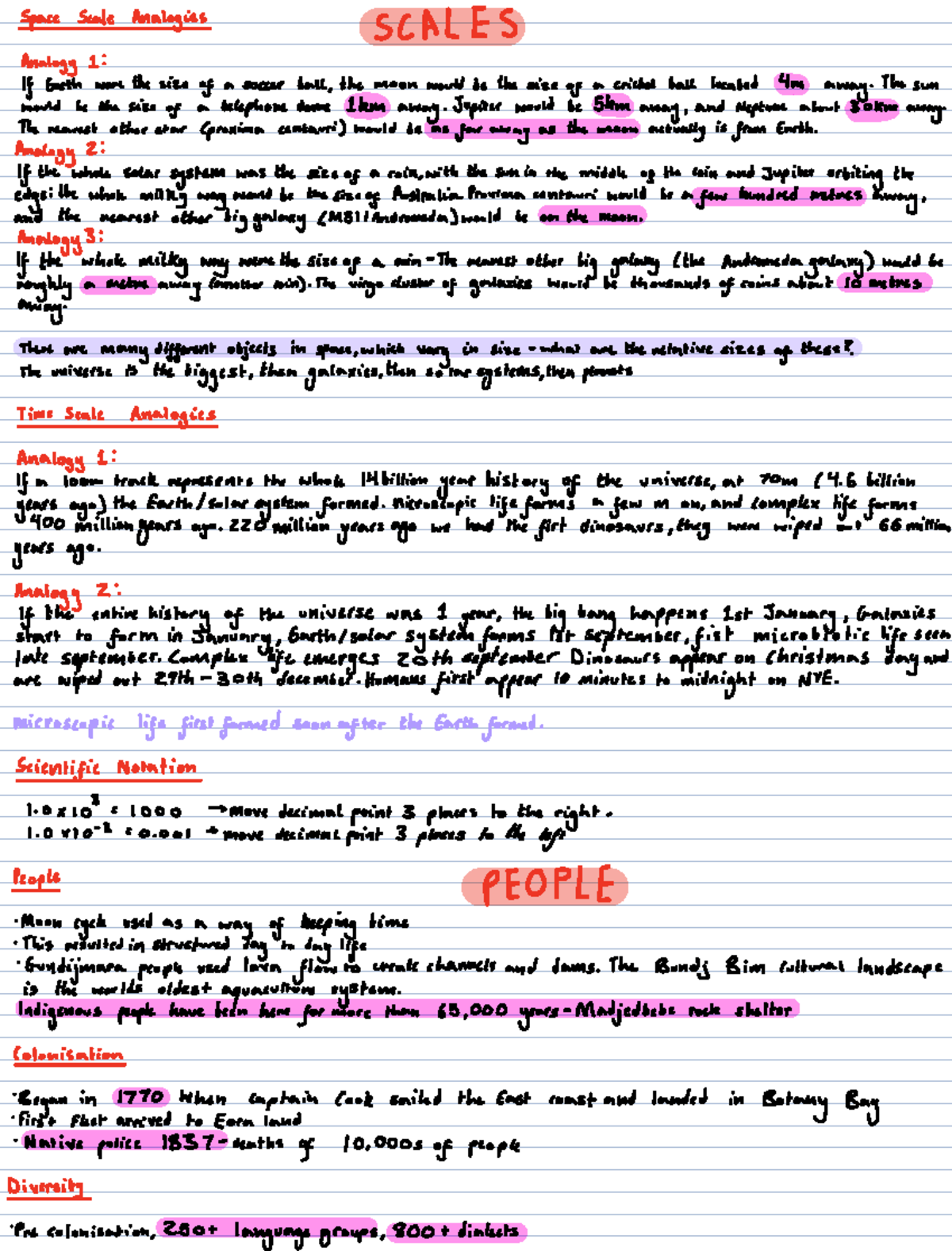 SCALES: Space Scale Analogies - Week 1 Notes - Studocu