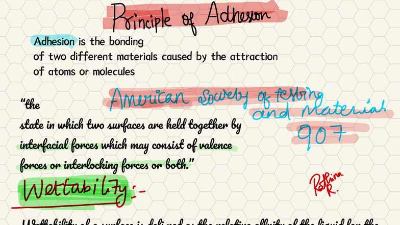 Principle of Adhesion - Lecture Notes on Interfacial Forces - Studocu