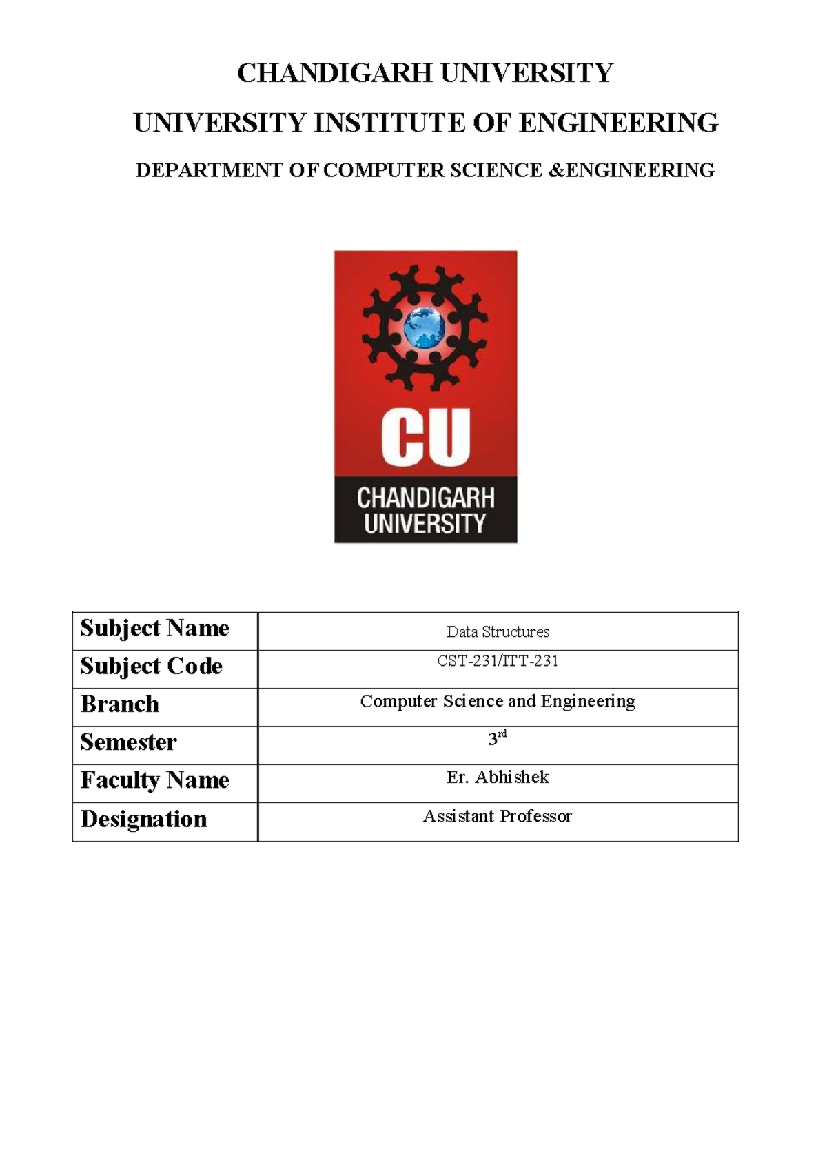 Course File - Data Structures (CSE 3rd Sem) - Studocu