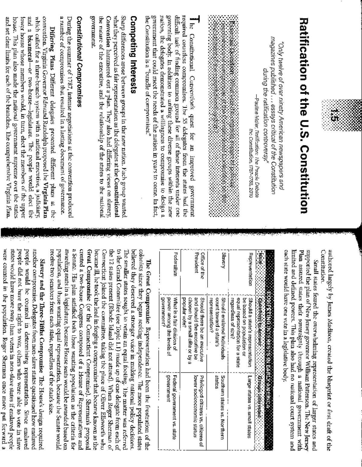 Competing Interests and Compromises in the U.S. Constitution (POL 101 ...