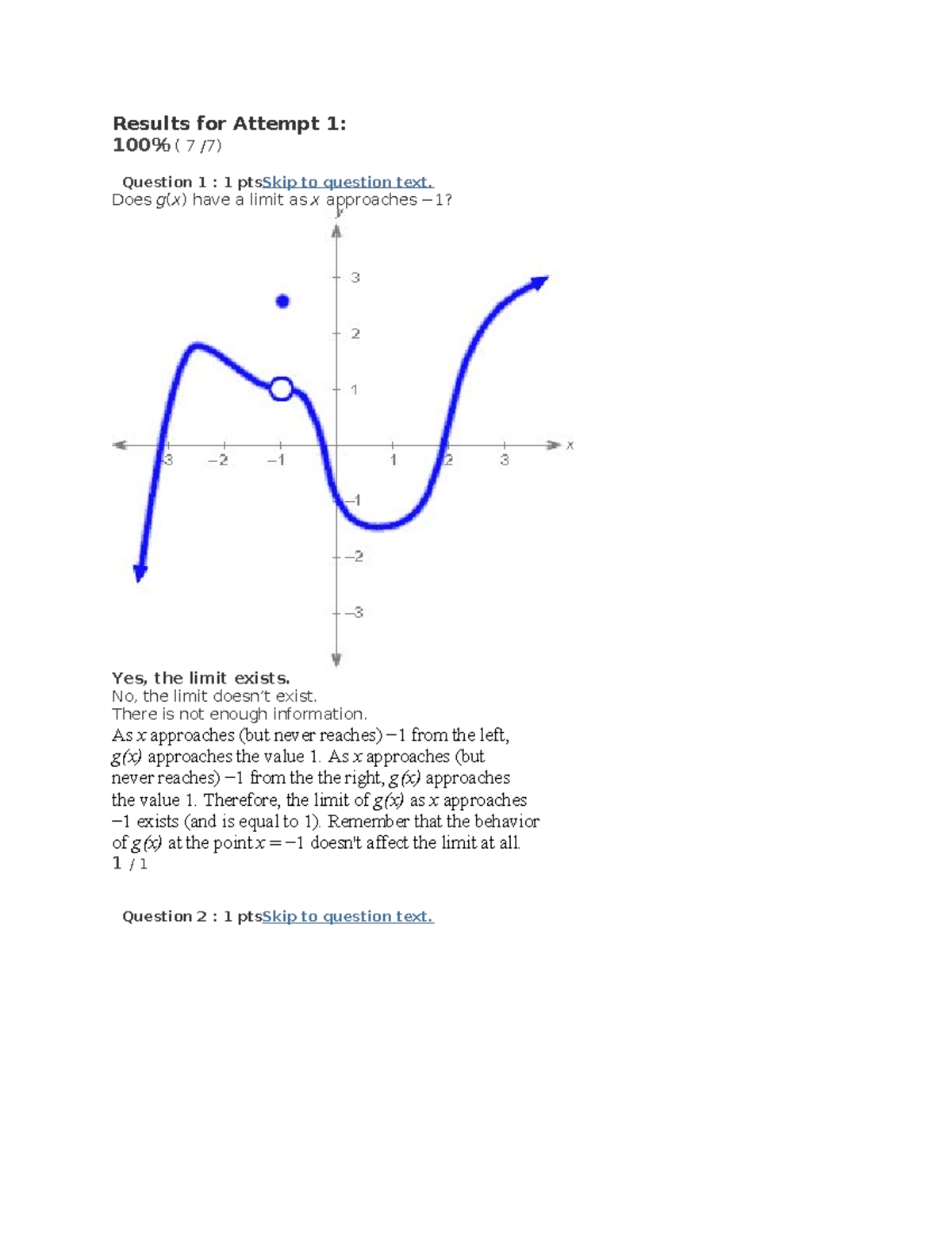Finding Limits Graphically: Results for Attempt 1 (1.2.2) - Studocu