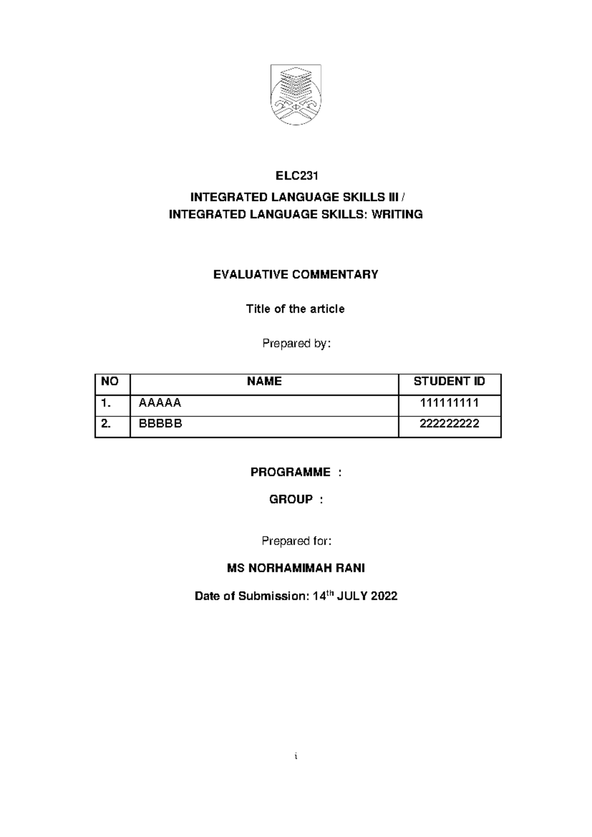 DOC-20250115-WA0042 - Elc - i ELC INTEGRATED LANGUAGE SKILLS III ...