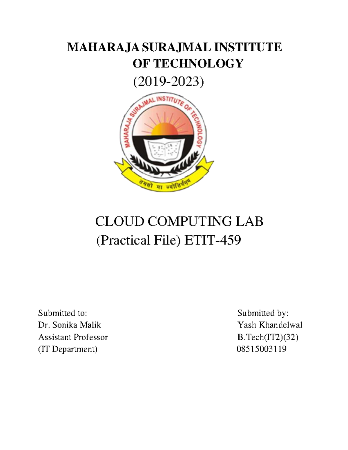 Cloud Computing Lab Practical File (ETIT) - 2019-2023 - Studocu