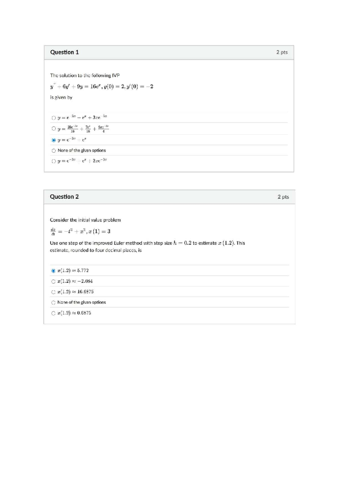 Week 9 Quiz Math2310 - Midterm Cheat Sheet on IVP and ODEs - Studocu
