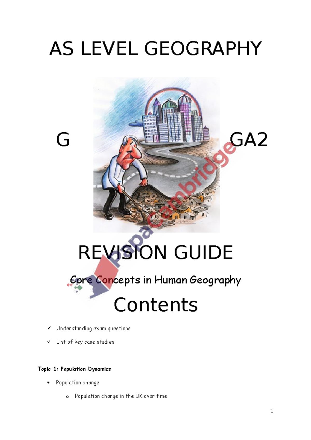 AS LEVEL GEOGRAPHY G GA2 REVISION GUIDE: Human Geography Concepts - Studocu