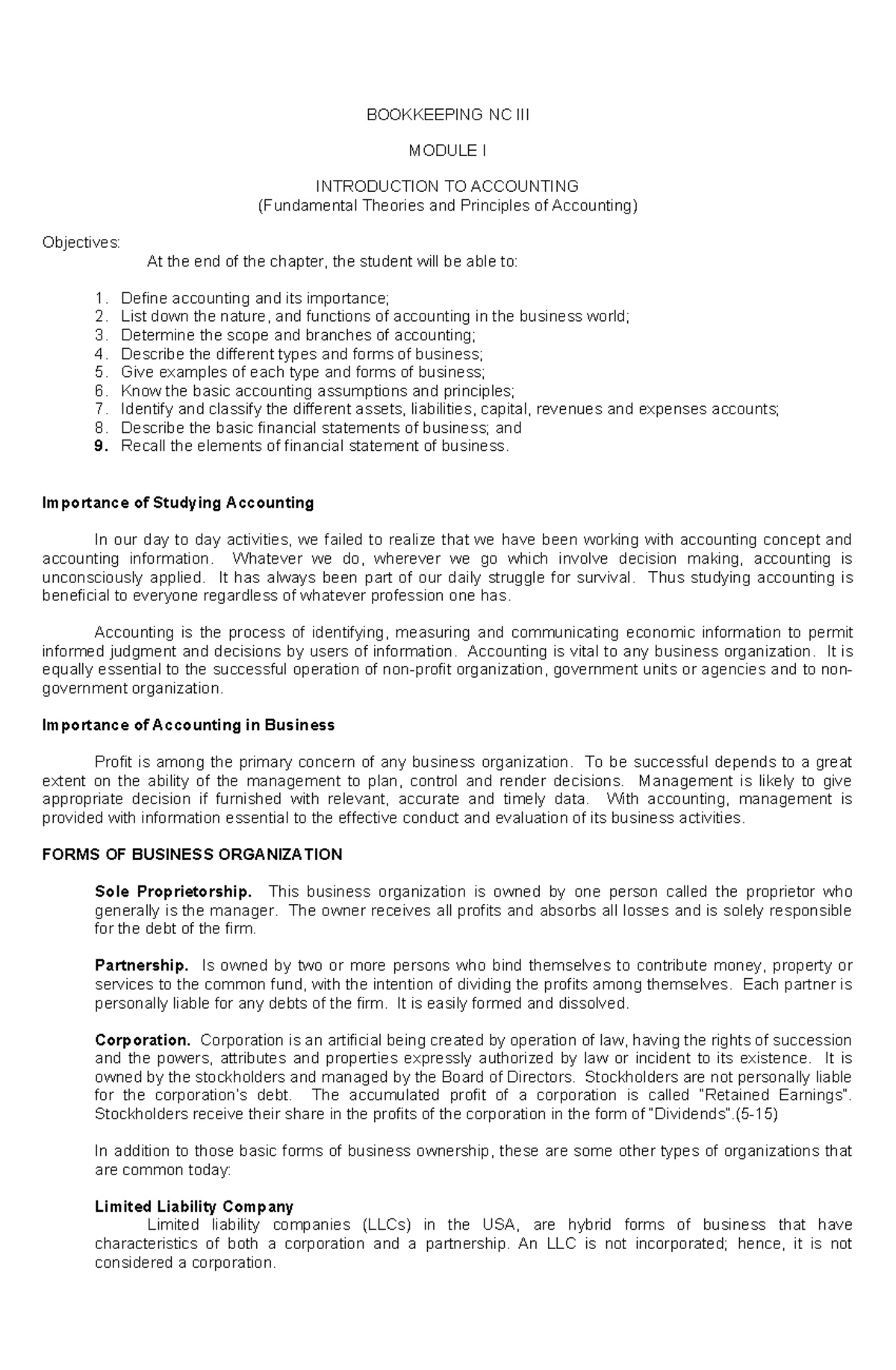 Module-1 - This is a module for Bookkeeping. - BOOKKEEPING NC III ...