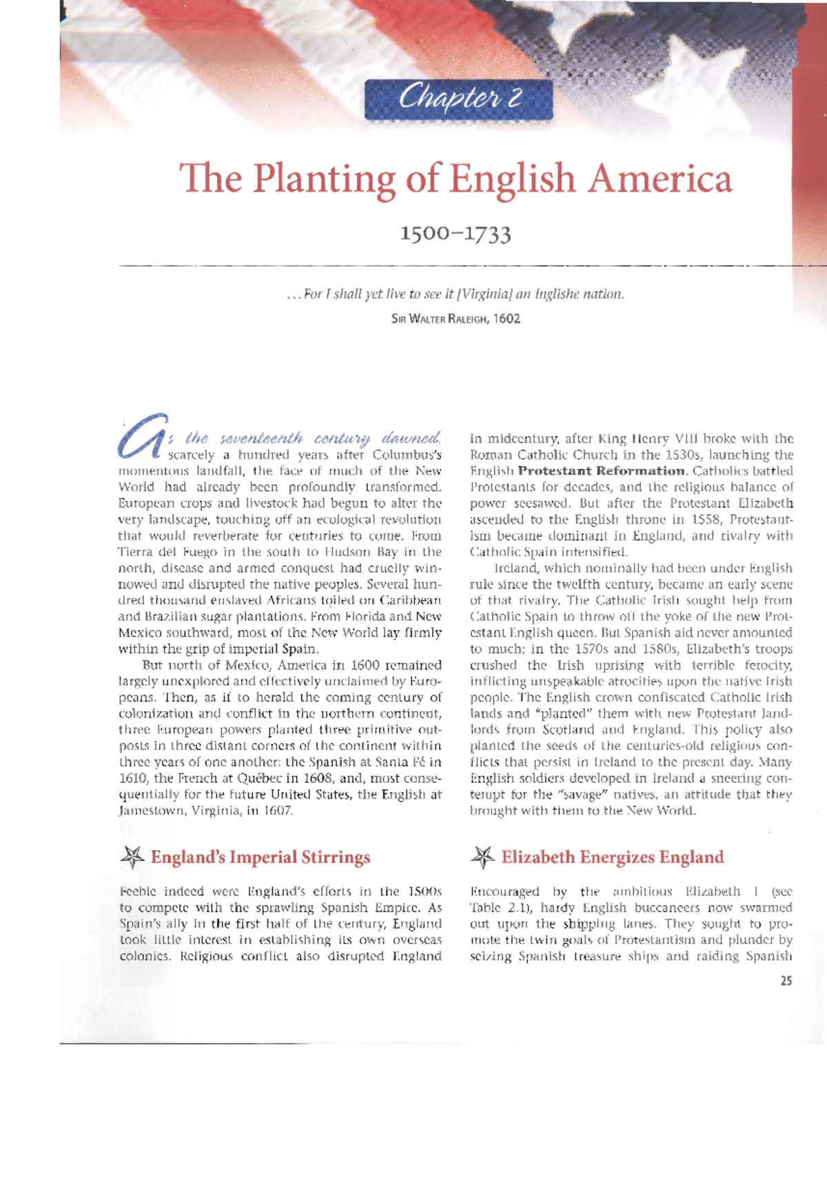 The American Pageant: Chapter 2 - The Planting of English America (1500 ...