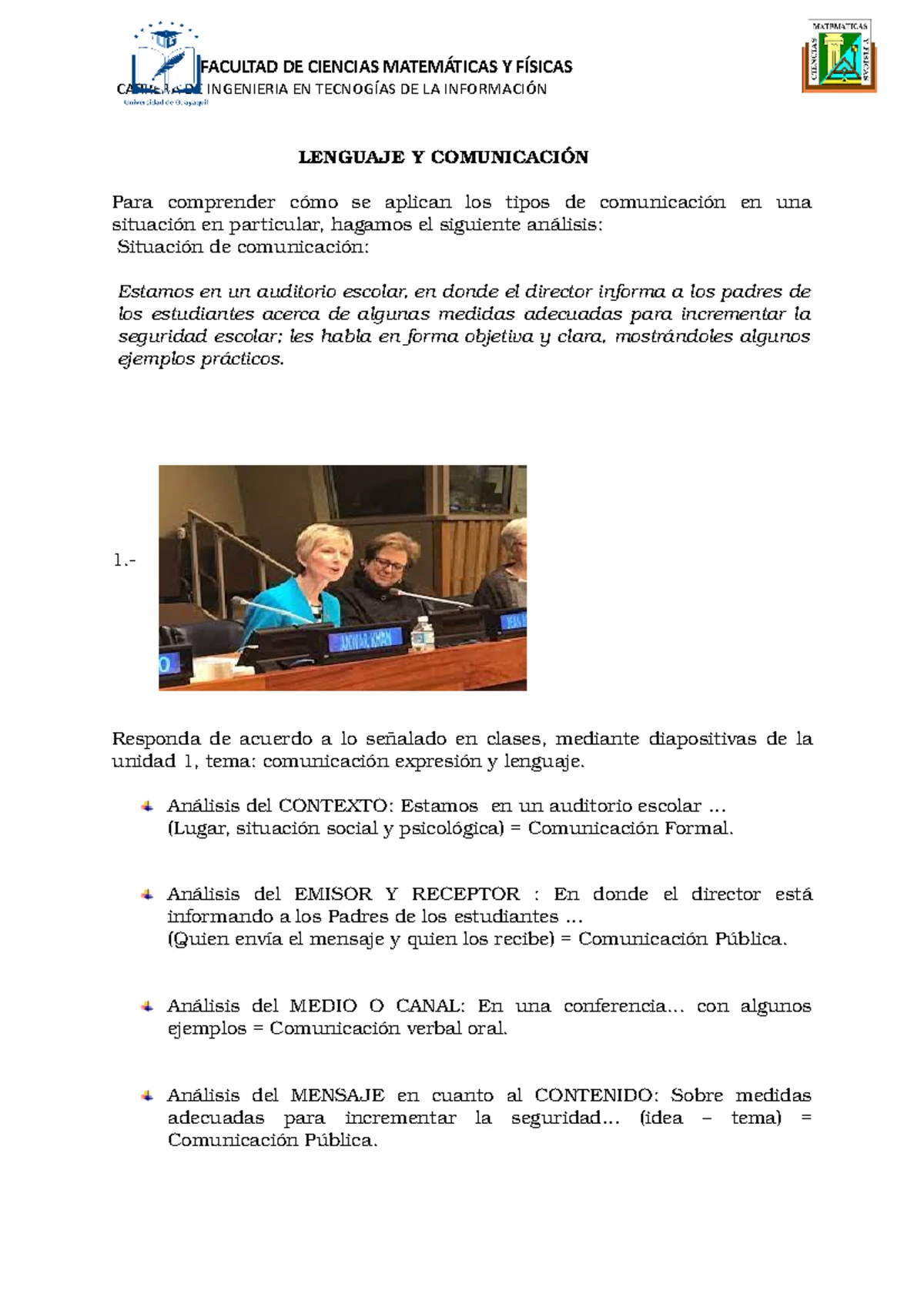 Cuestionario I Parcial - Lenguaje Área 4 y 6 - UNIVERSIDAD DE GUAYAQUIL COORDINACIÓN DE ADMISIÓN ...
