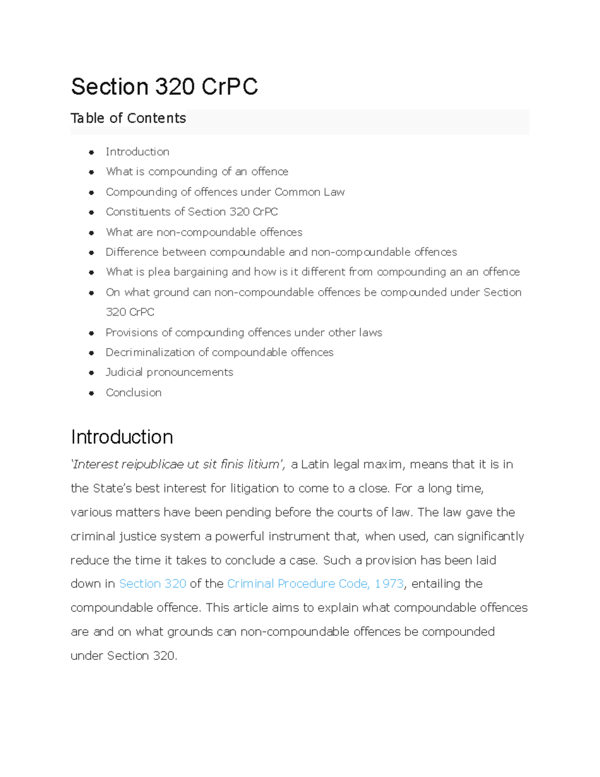 Section 320 Cr PC - Section 320 CrPC Table of Contents Introduction What is compounding of an ...