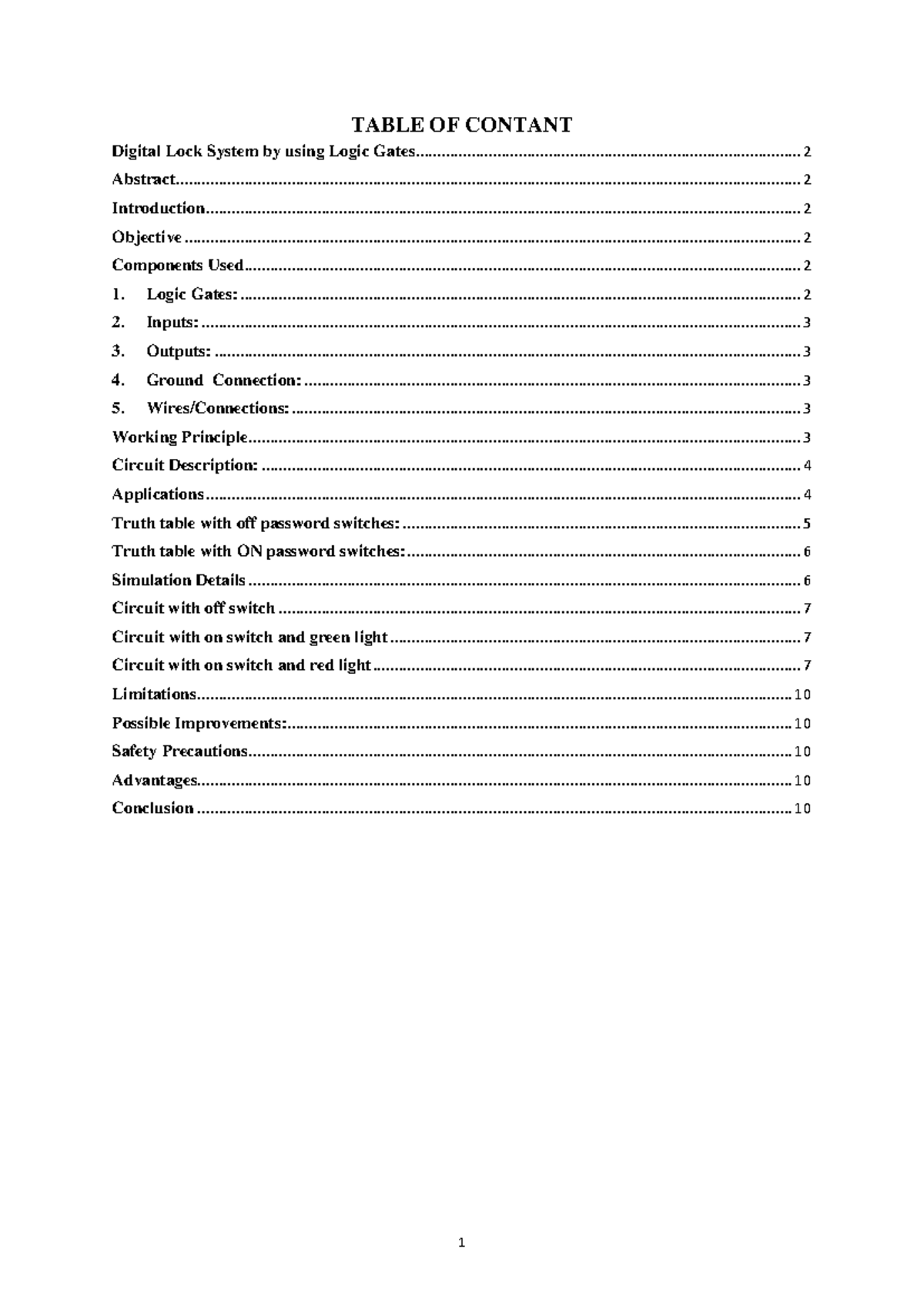 Digital Lock System Using Logic Gates - DLD Project Report - Studocu