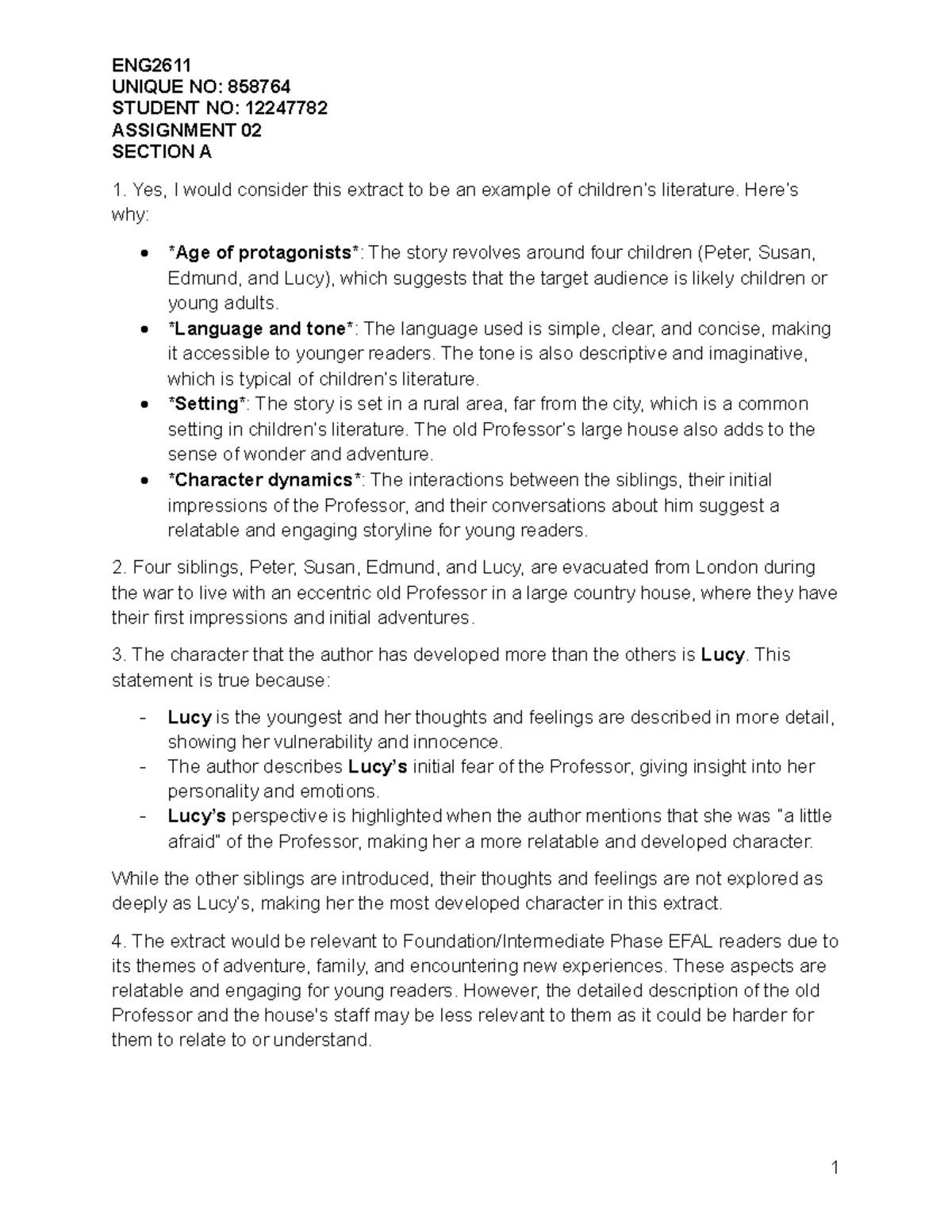 ENG2611 Assignment 02 - Analyzing Literature for Phase EFAL - Studocu