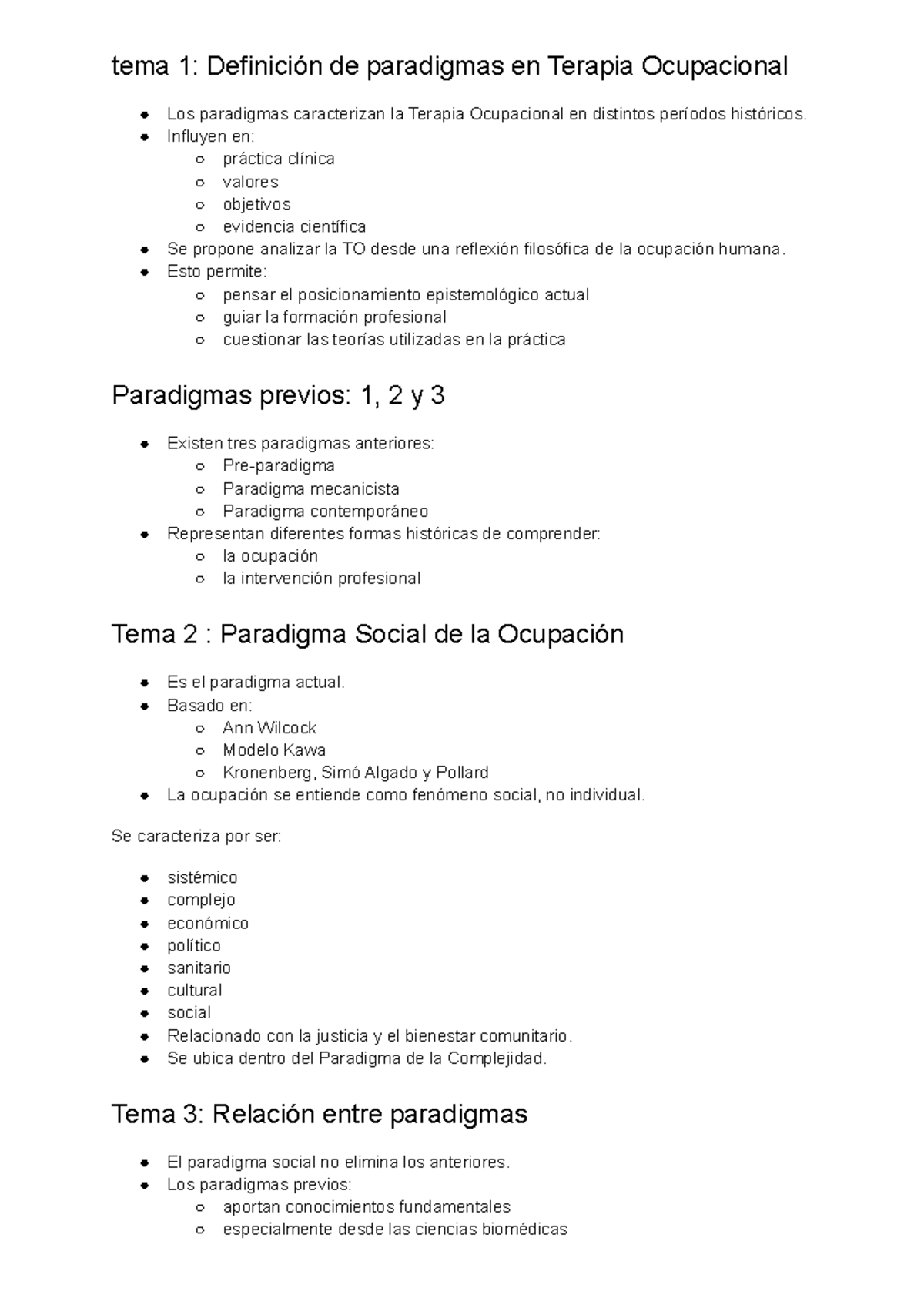 Paradigmas en Terapia Ocupacional: Análisis y Reflexiones - Studocu