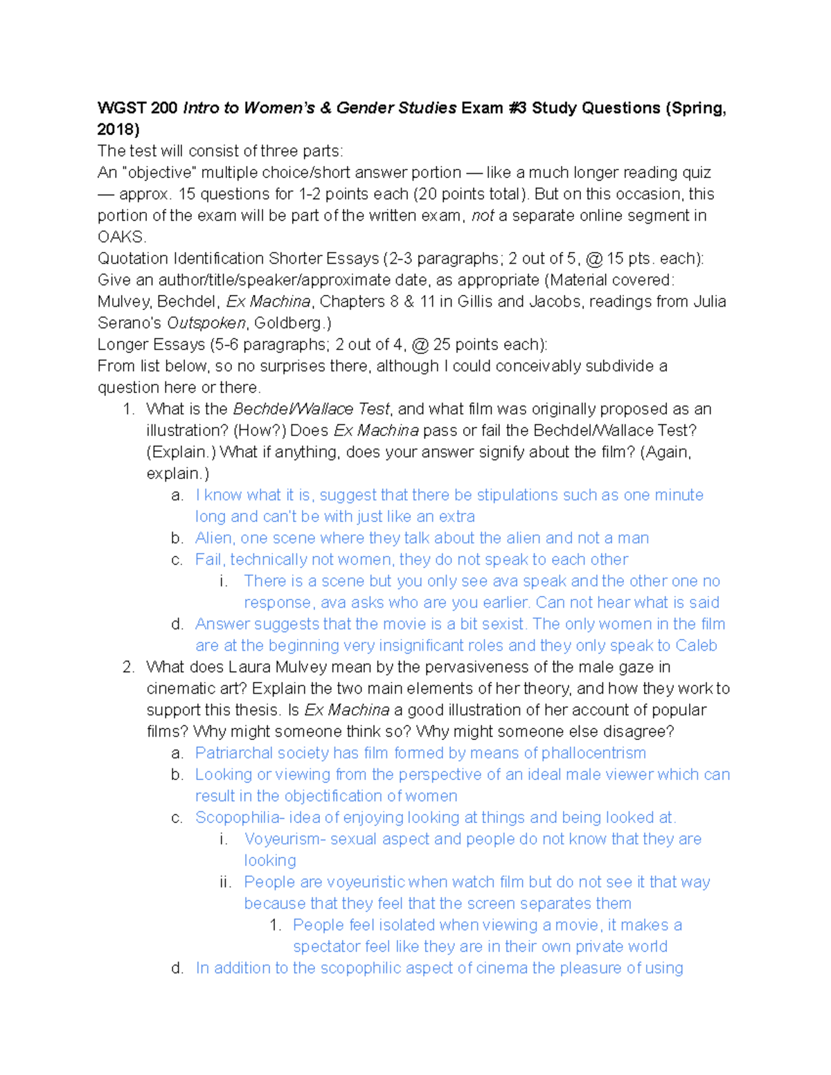 Final Exam Review: Key Topics for WGST 200 Exam #3 Insights - Studocu