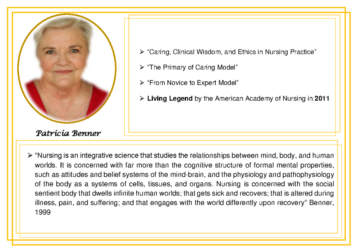 Patricia Benner: Life, Education, Theory, Achievements, and Nursing ...