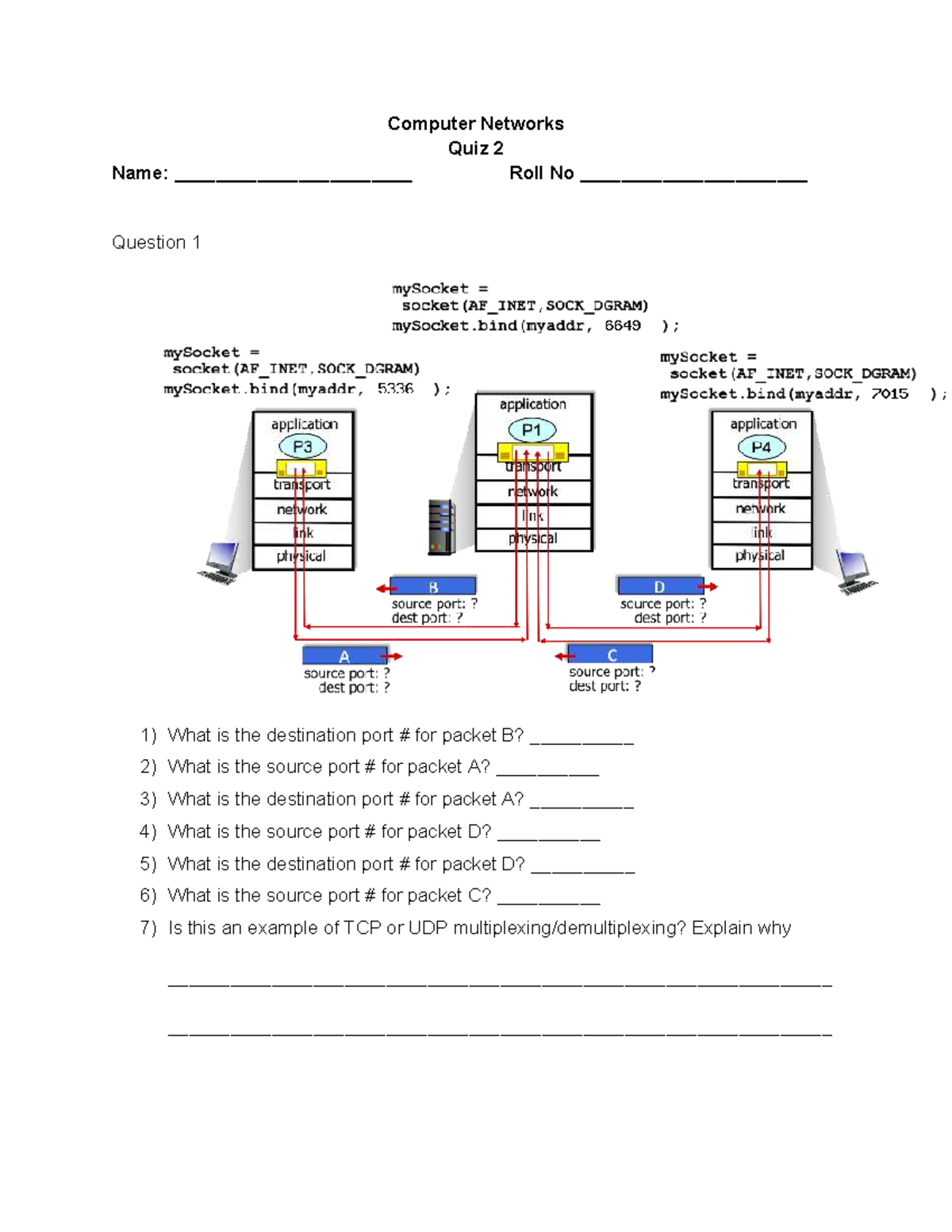 Computer Networks Quiz 2: Ports, IPs, and Protocols - Studocu