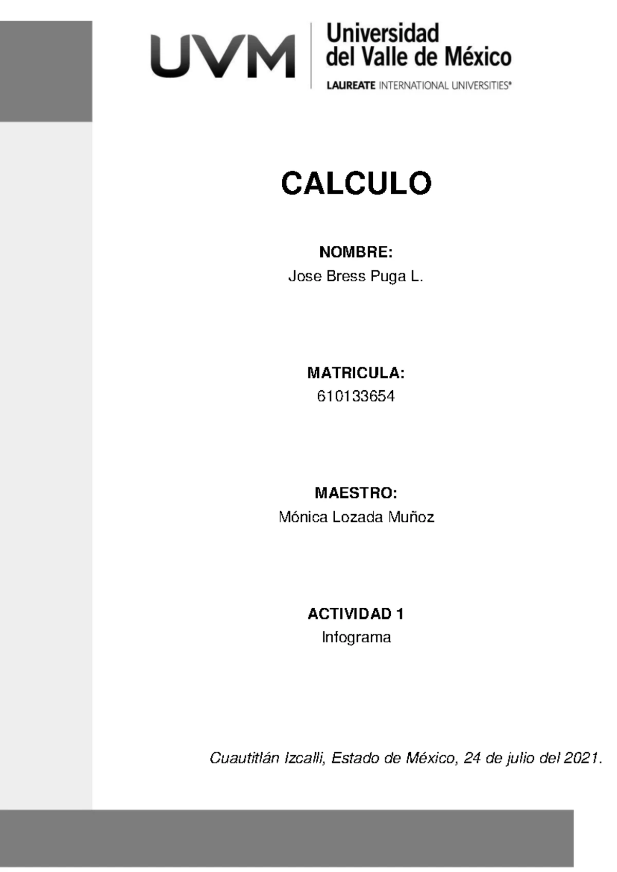 Actividad 1 Infografia - Calculo - ALUMNA: VERÓNICA WENDY CASTILLO SILVA ASIGNATURA: CALCULO ...