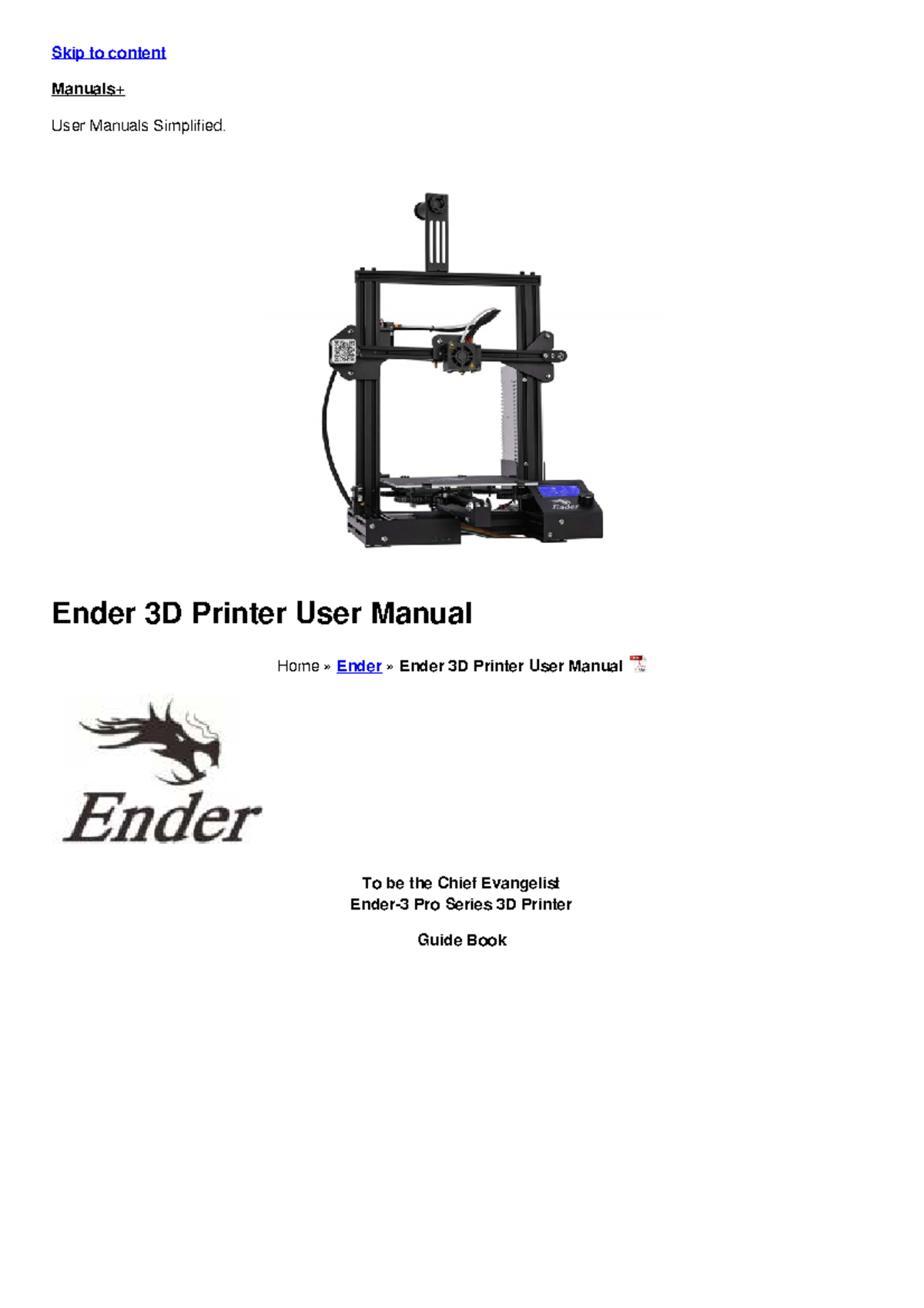 3d printer user manual manual - Skip to content Manuals+ User Manuals ...