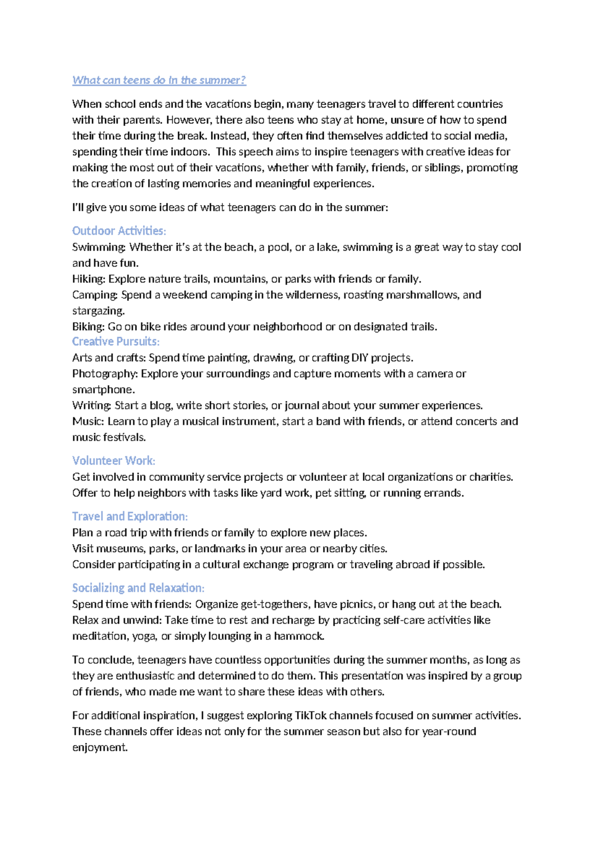 Summer Activities for Teens: Creative Ideas to Make the Most of ...