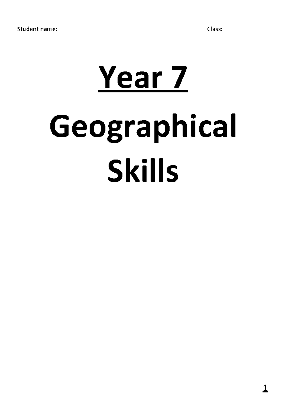 YEAR 7 Geography Skills Booklet 2024 - Mapping and Scale Activities ...