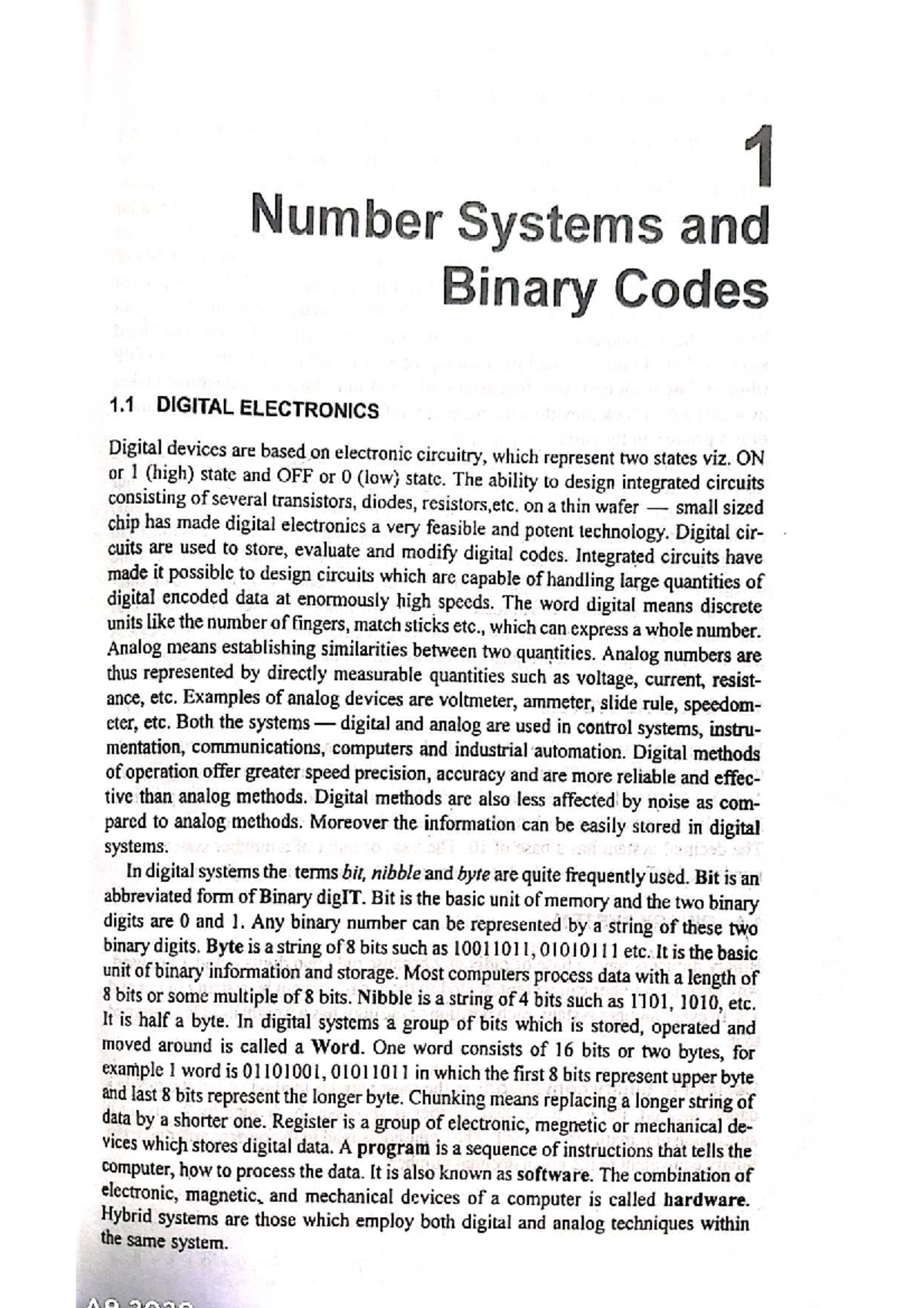 Number Systems and Binary Codes: Digital Electronics Overview - Studocu